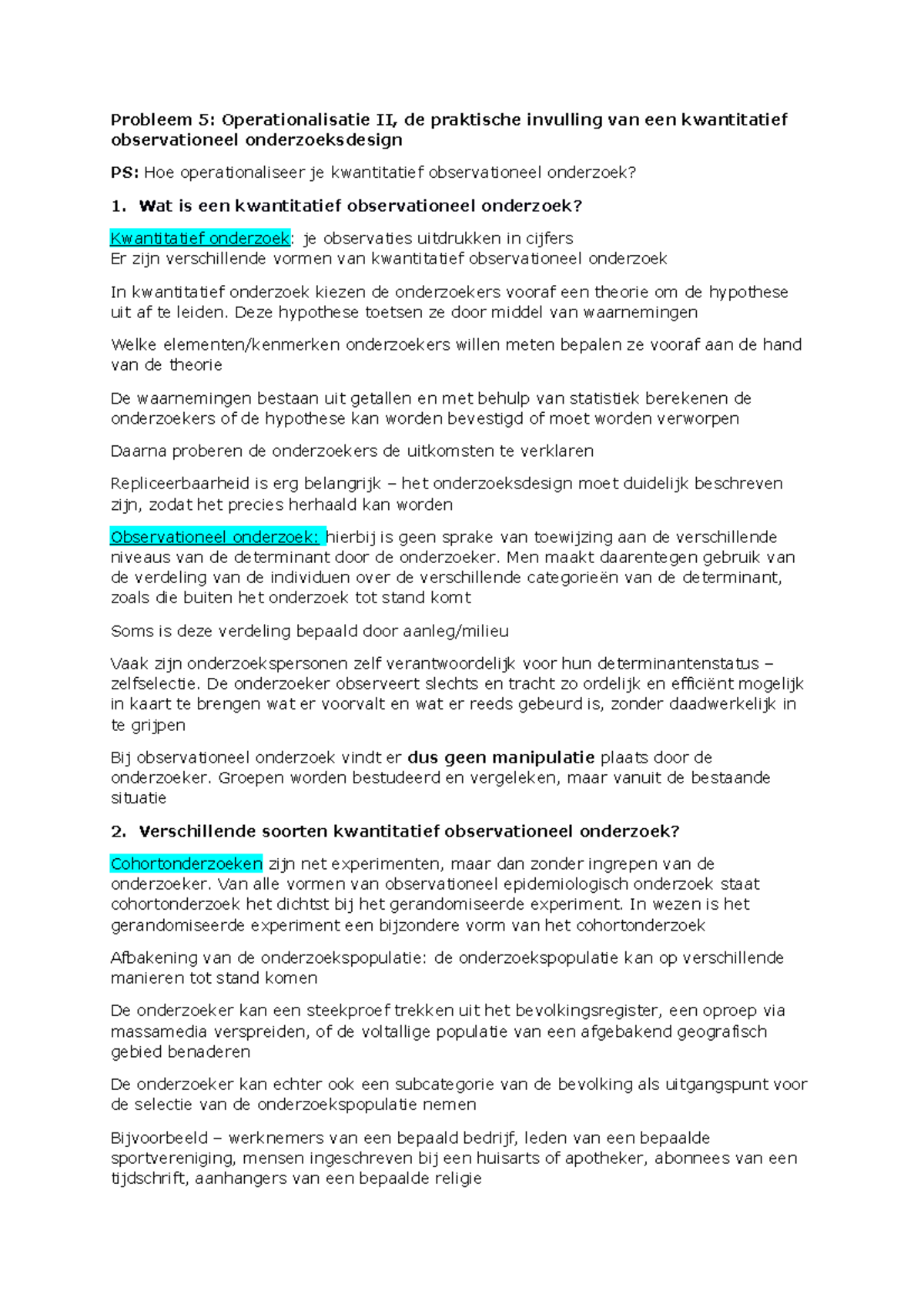 Probleem 5 Operationalisatie II - Wat is een kwantitatief ...