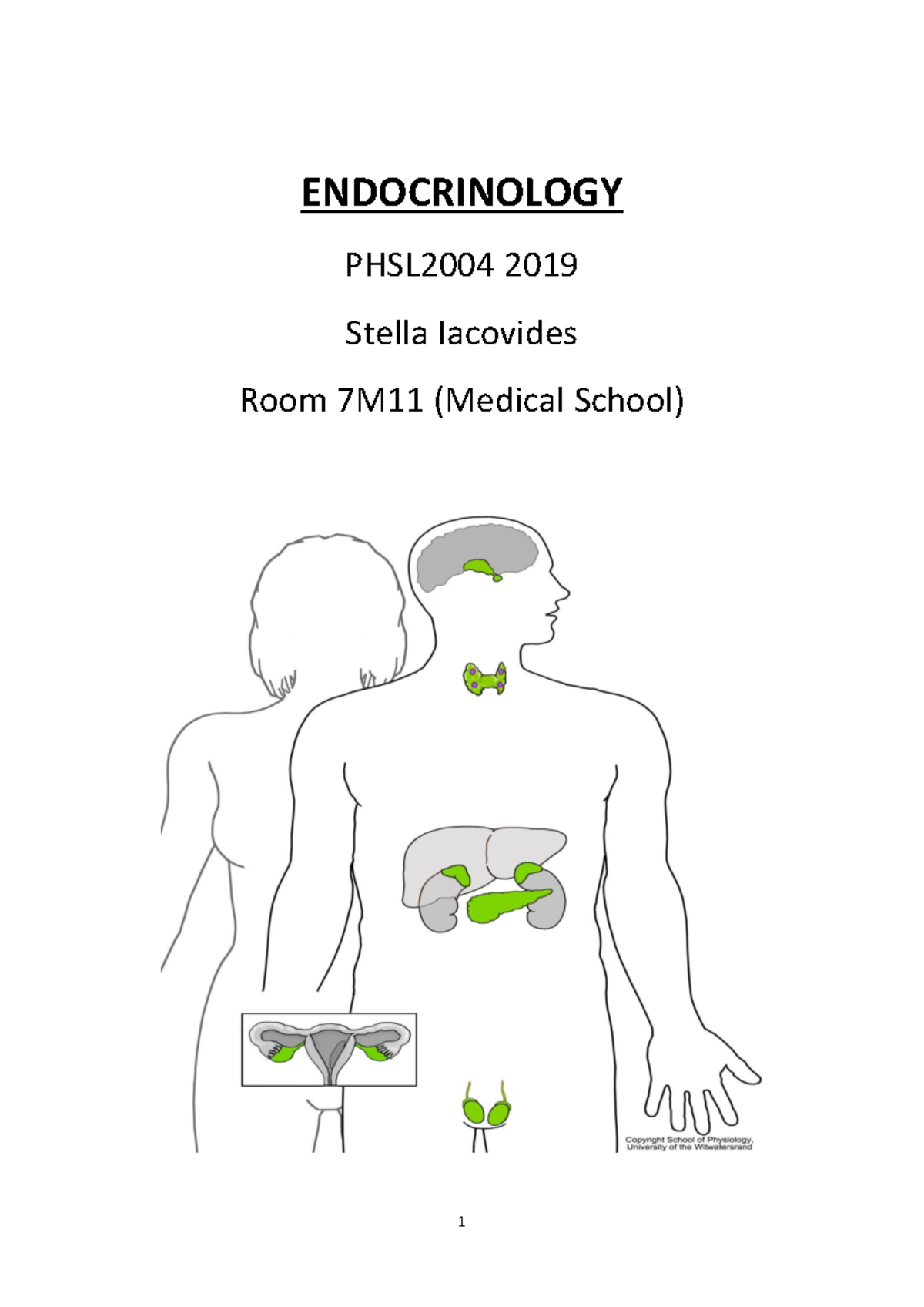 Endocrine PHSL2004 Students pack 2019 - ENDOCRINOLOGY PHSL2004 2019 ...