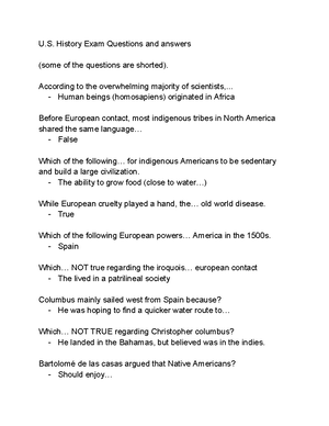 History of the US- exam 5 - U. History Exam Questions and answers (some ...