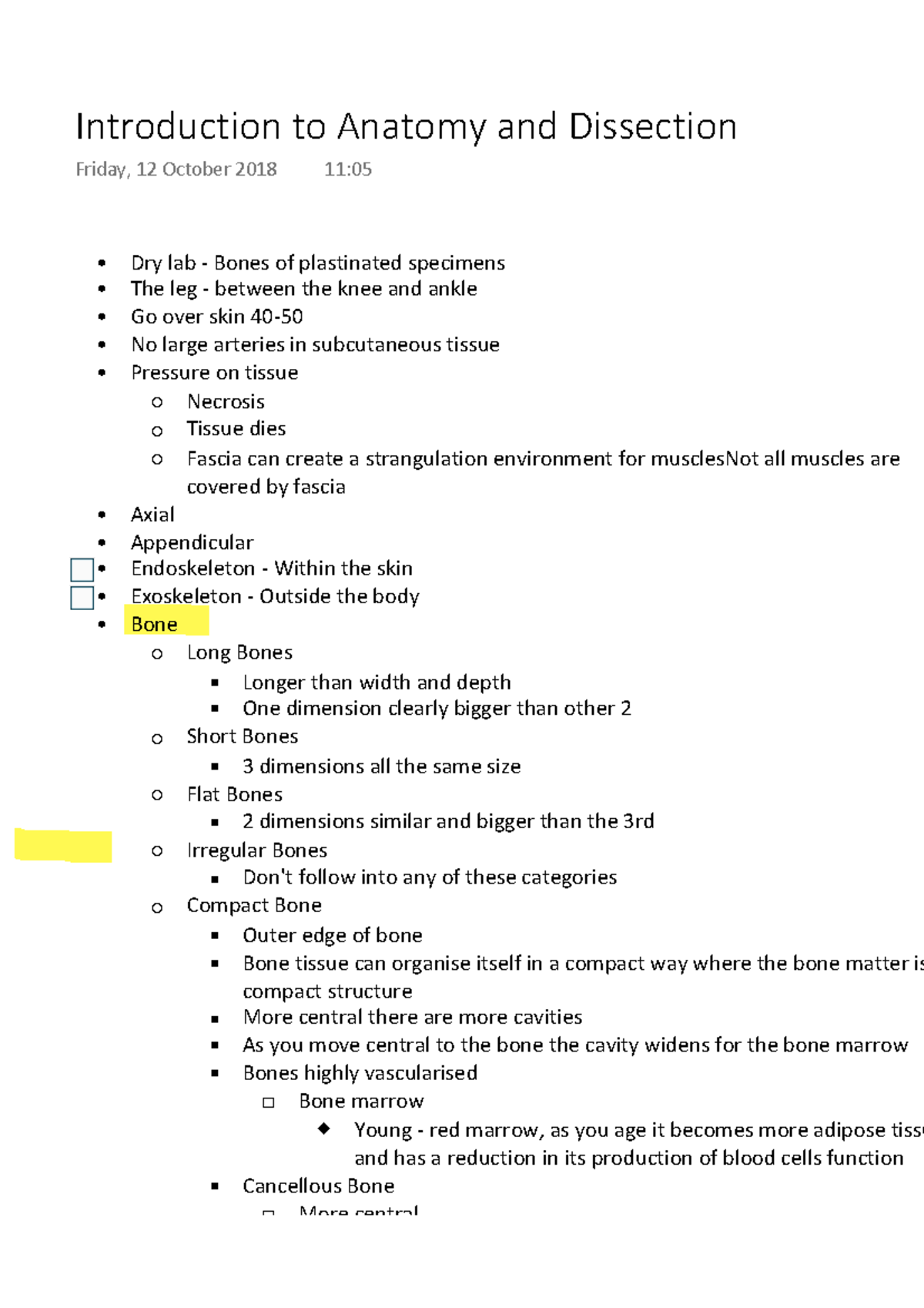 Introduction to Anatomy and Dissection - Dry lab - Bones of plastinated ...