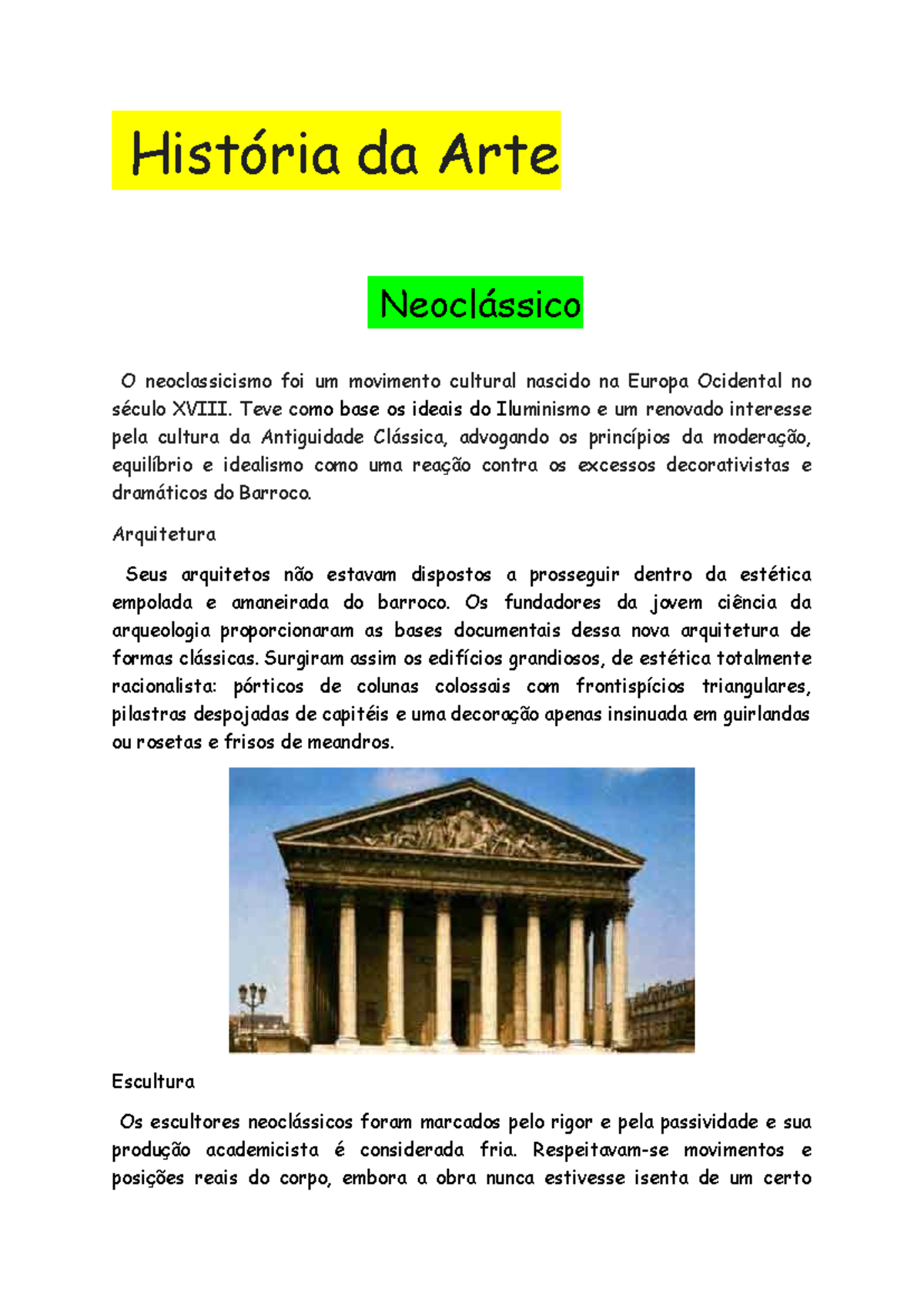 História da Arte - rggdr - História da Arte Neoclássico O ...