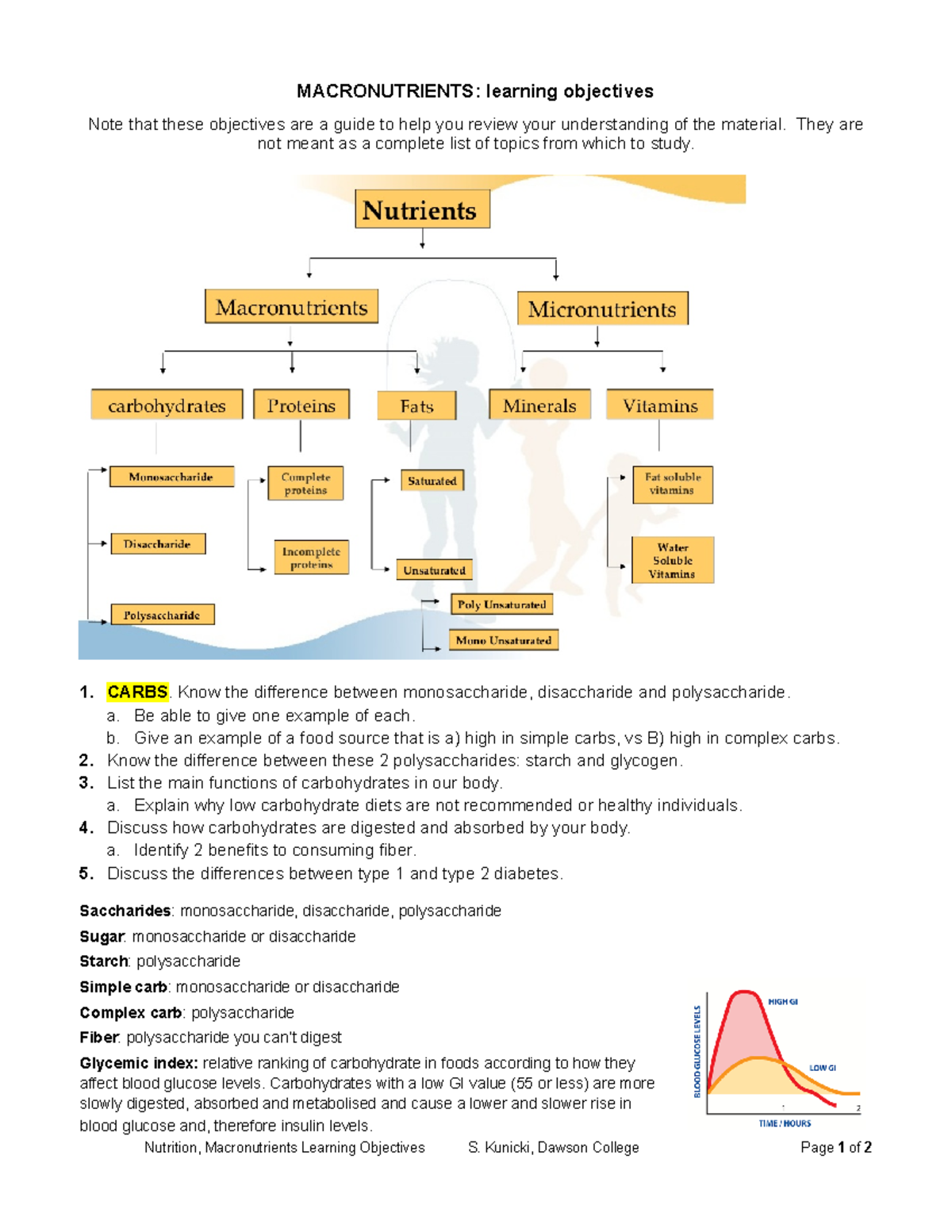 Lectures 8-10 Macronutrients Learning objectives - MACRONUTRIENTS ...