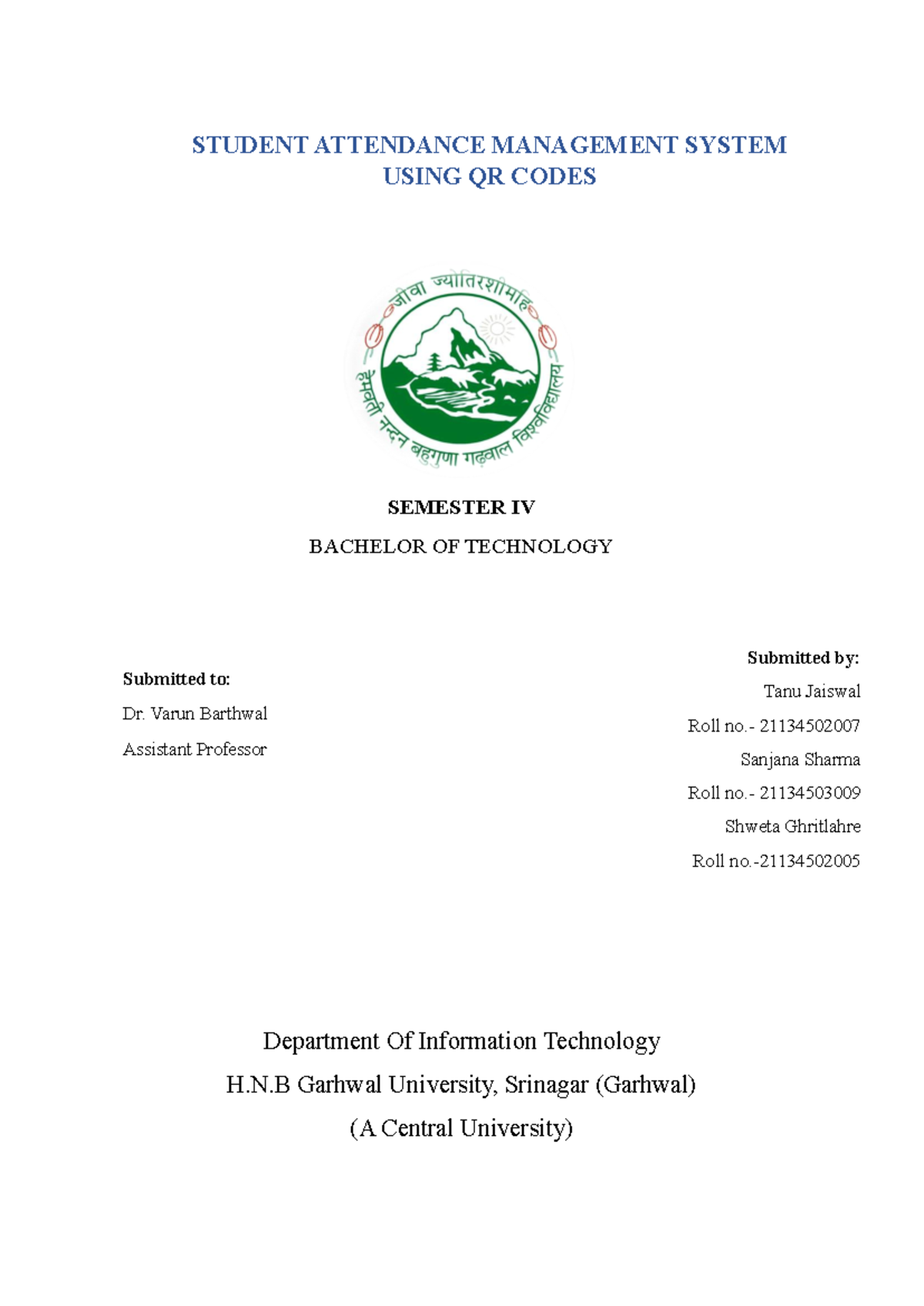 Report on attendance management system - STUDENT ATTENDANCE MANAGEMENT ...