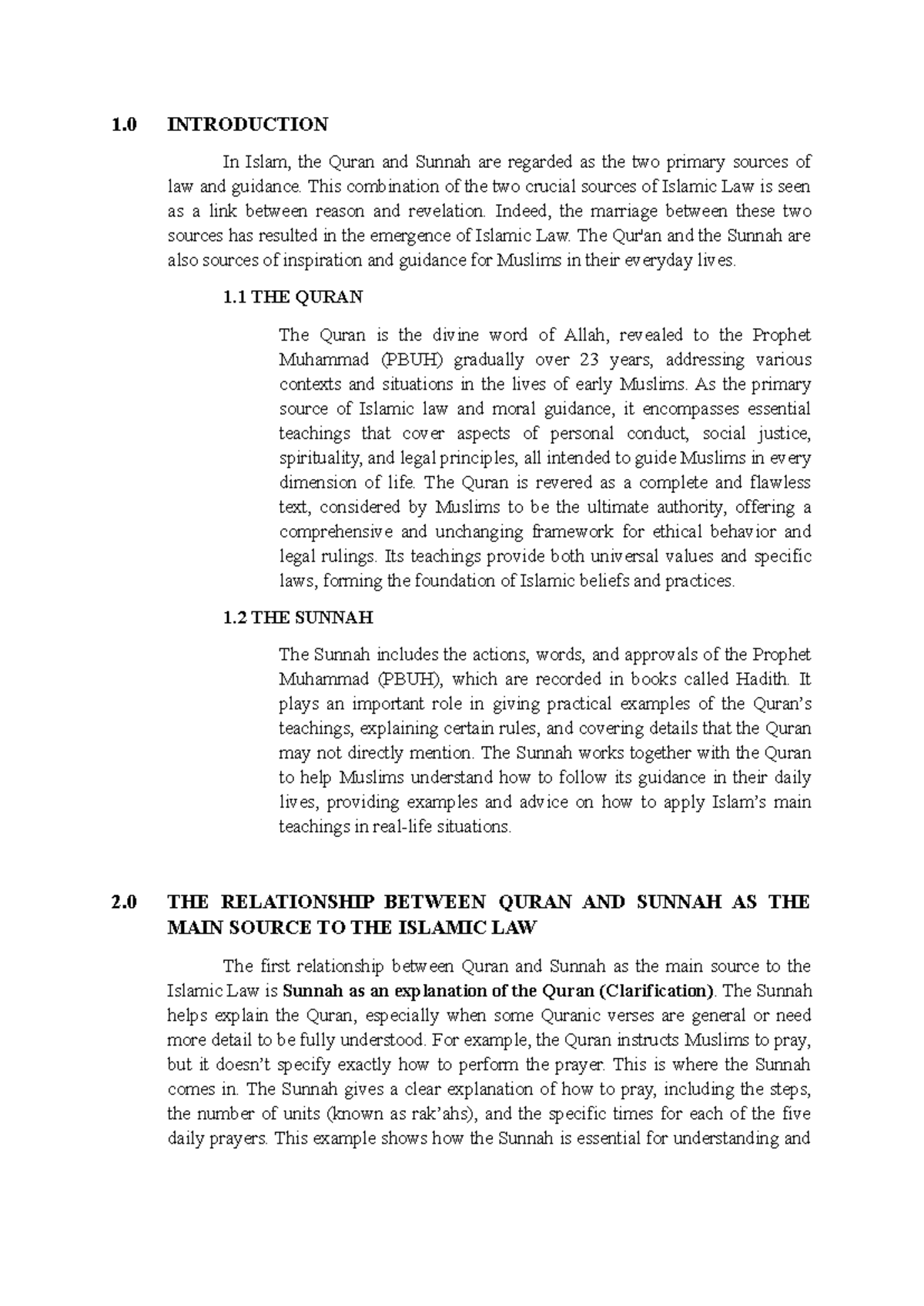 Islamic Legal System Group 7 - 1 INTRODUCTION In Islam, the Quran and ...