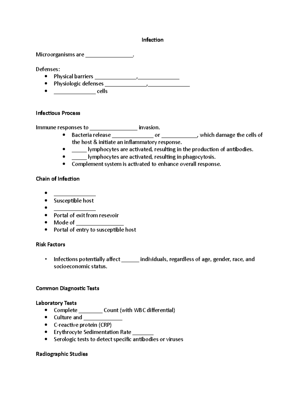 Infection FIll in the Blank Notes-3 - Infection Microorganisms are ...
