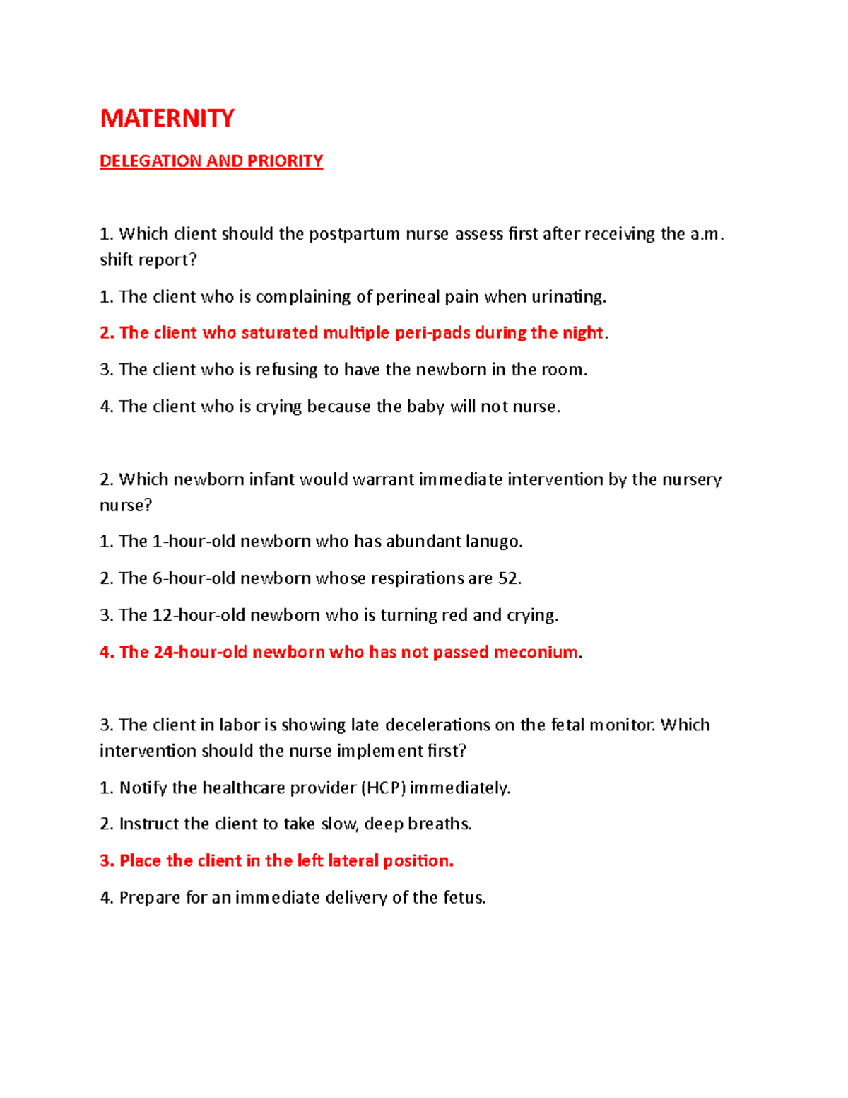 Maternity.docx priority and delegation - MATERNITY DELEGATION AND PRIORITY Which client should ...