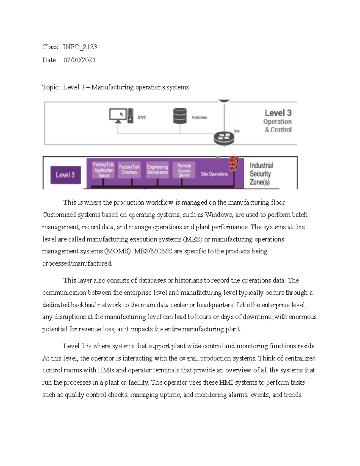 Purdue Project and Weekly Assignments - Level 3 - Class: INFO_ Date: 07 ...