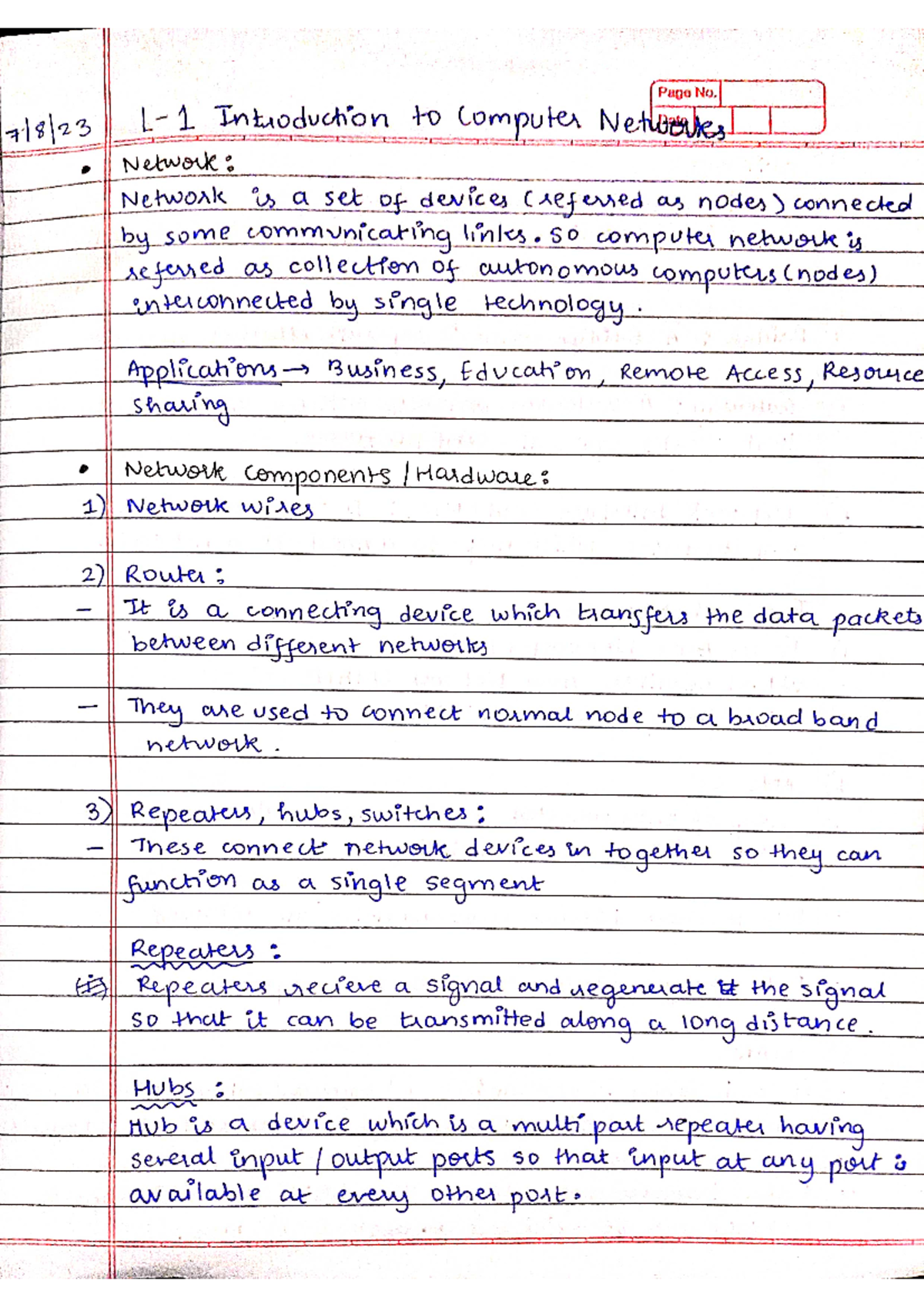 Computer Networks Page No Introduction To Computer Networks Network Network Is A Set Of