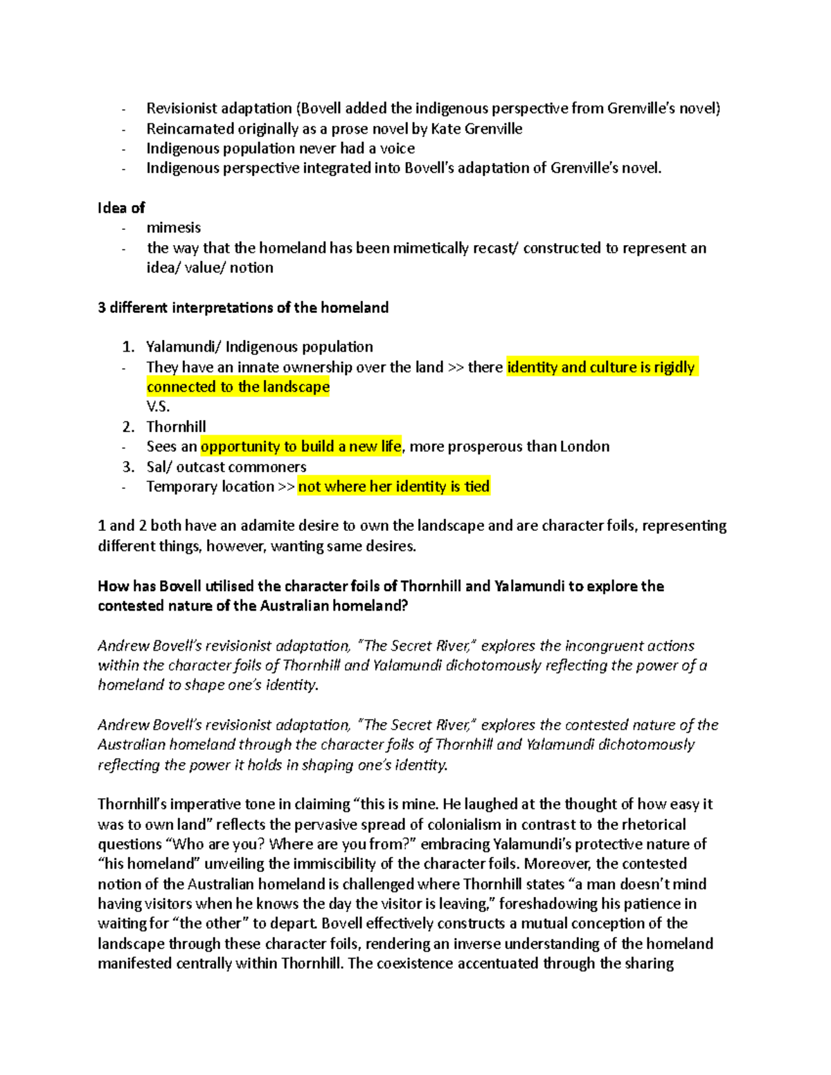 Secret River notes scrutinising the contested nature of the homeland ...