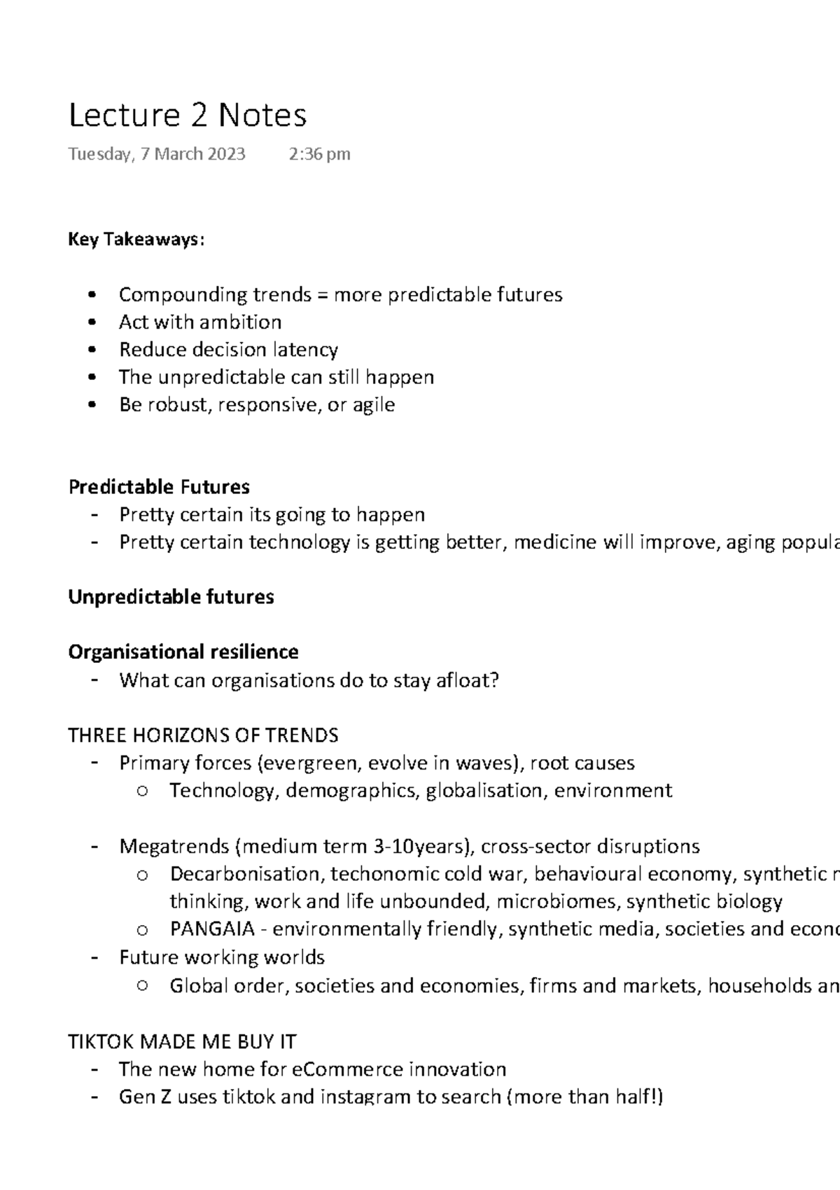 Lecture 2 Notes - Key Takeaways: Compounding trends = more predictable ...