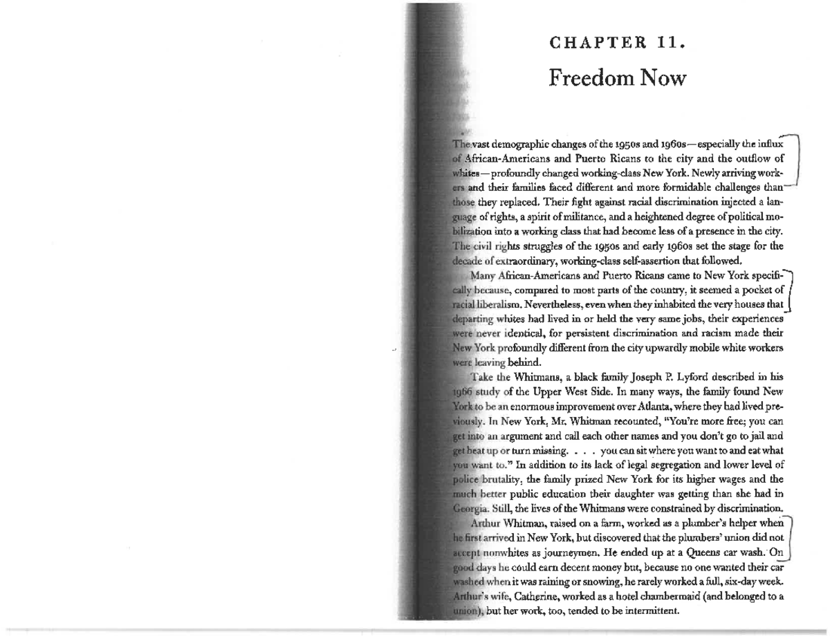 Freeman Working Class NYC Chap-11 - MHC 250.00 - Studocu