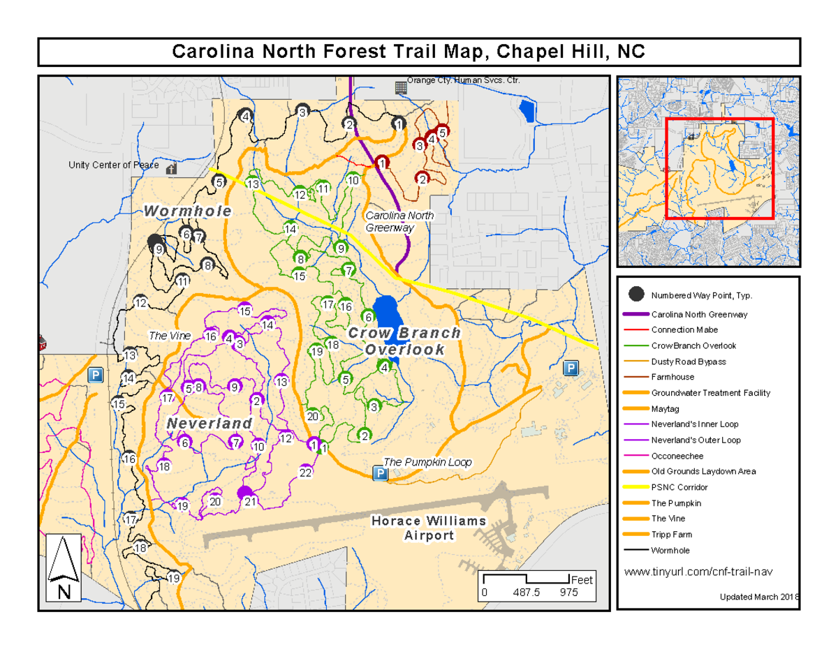 Carolina North Trail Map East - Carolina North Forest Trail Map, Chapel ...