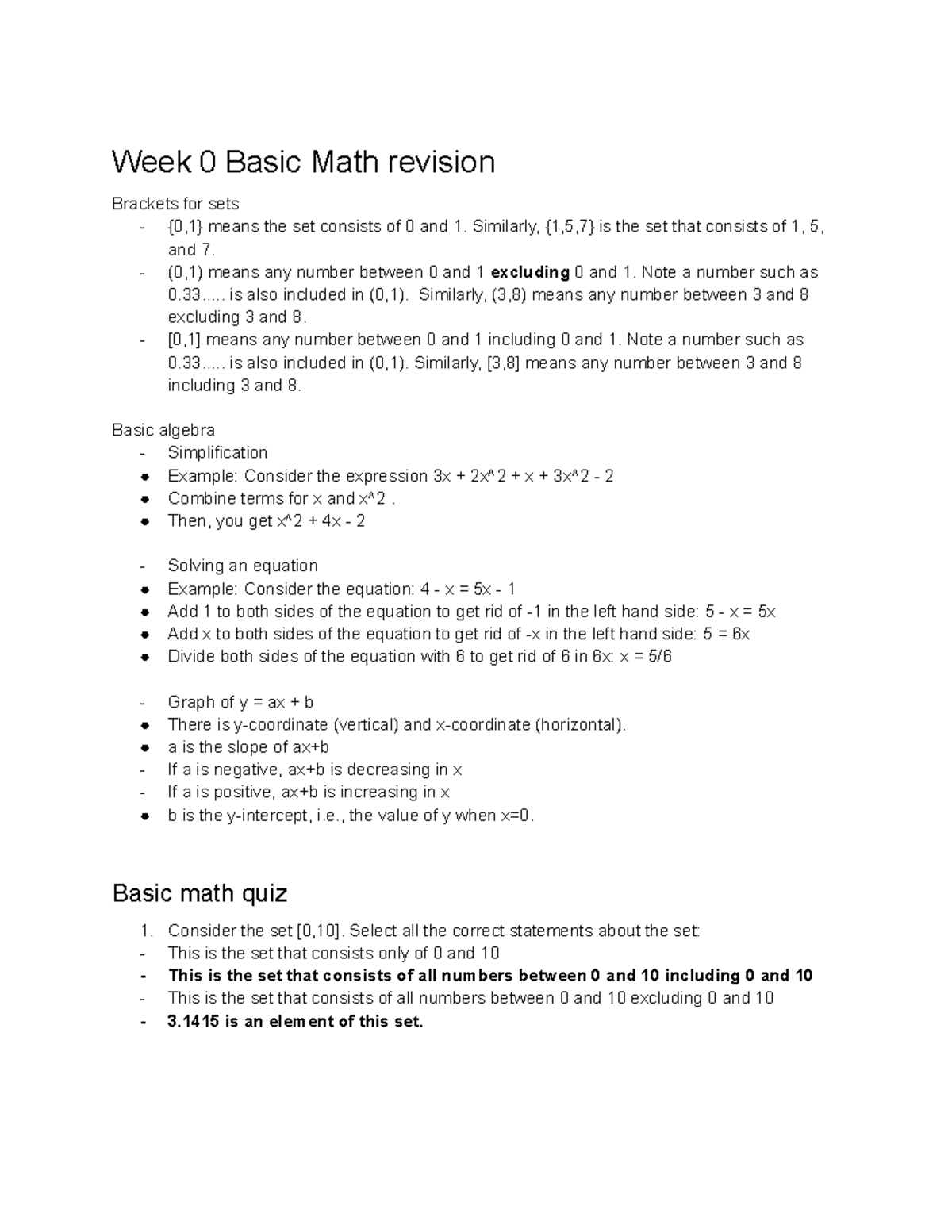 Strategic Decision making and Game Theory Workbook - Week 0 Basic Math ...