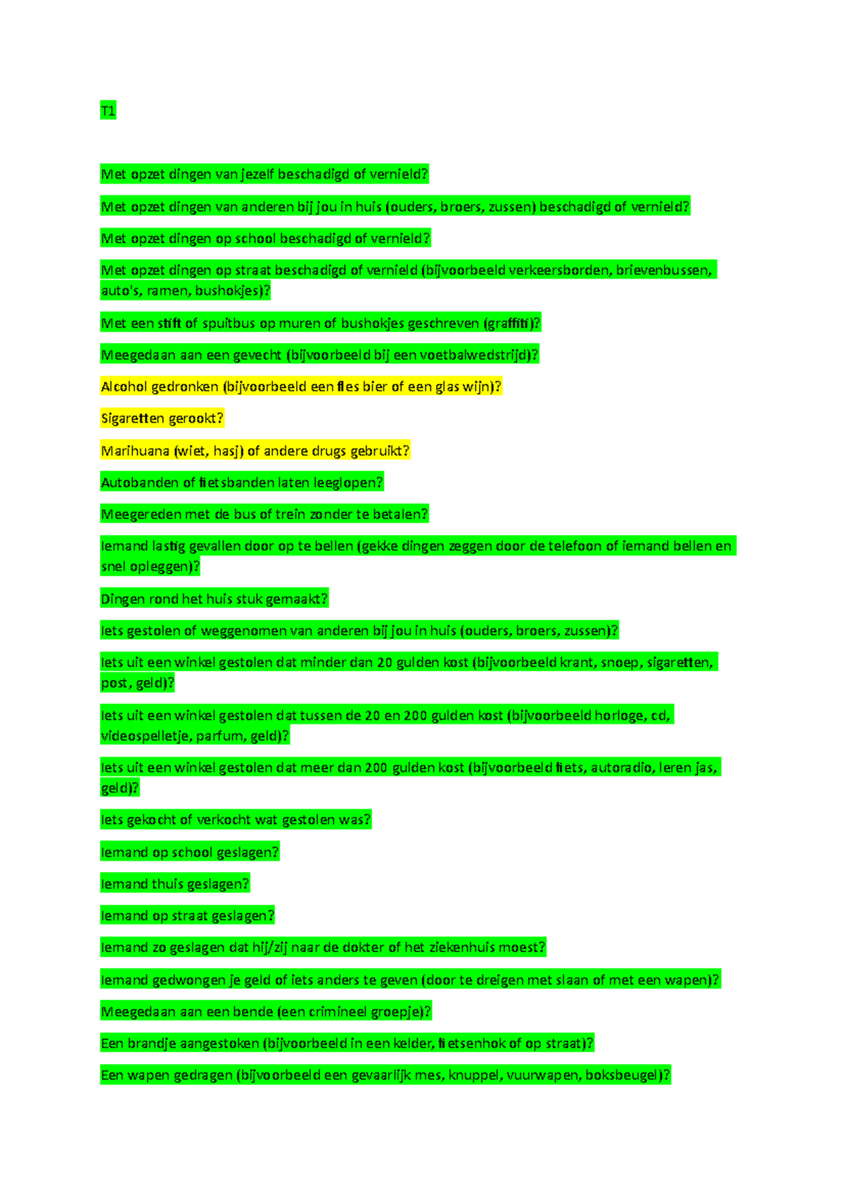 Delinquent gedrag - qwetrqe - T Met opzet dingen van jezelf beschadigd ...
