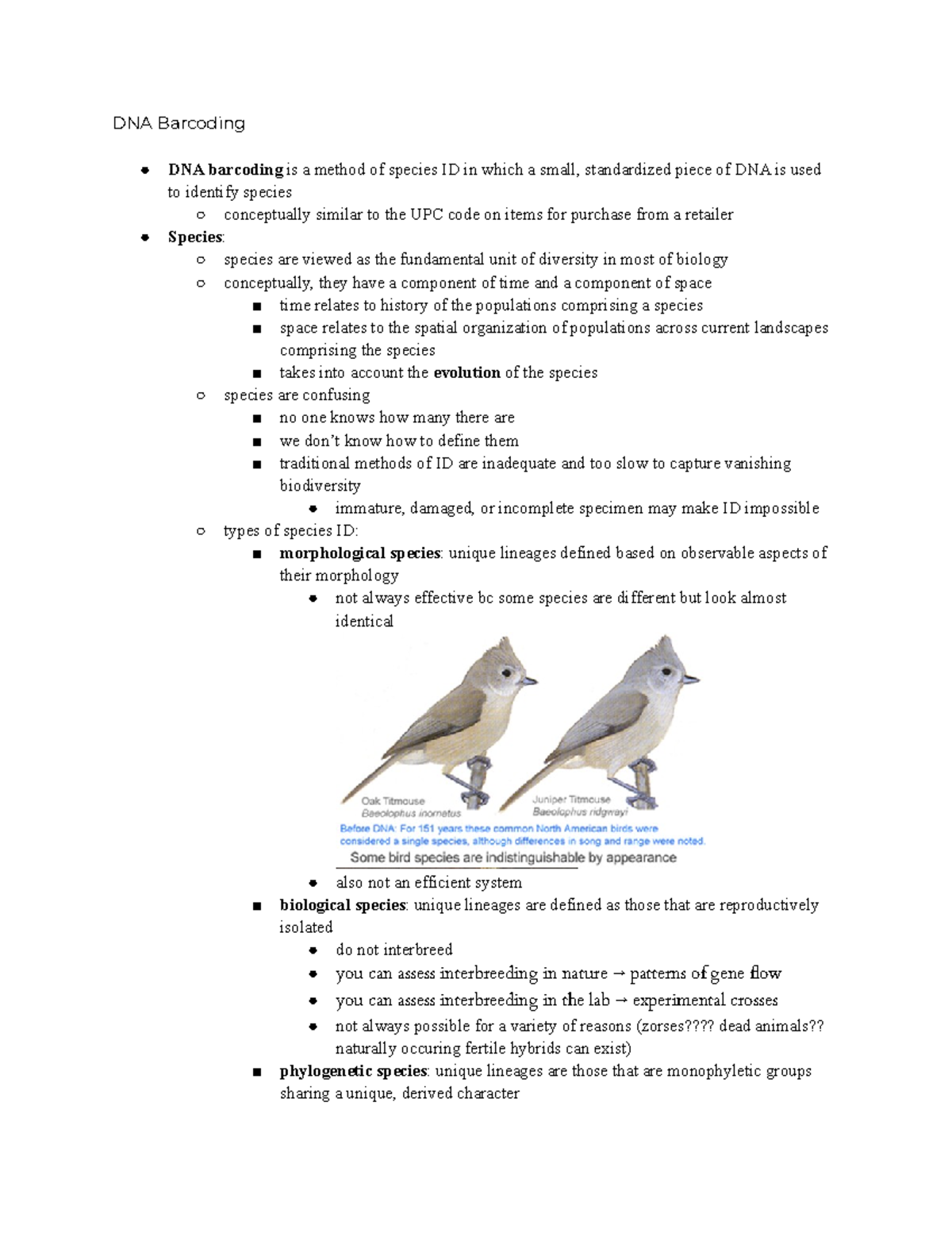 DNA Barcoding Notes` - DNA Barcoding DNA barcoding is a method of ...