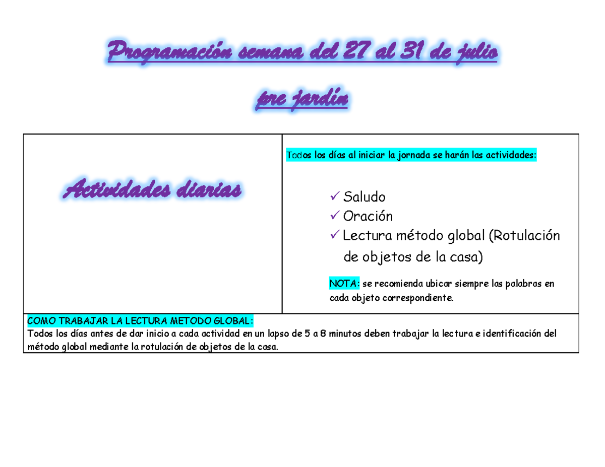 Programación Semana Del 27 al 31 de julio - Warning: TT: undefined function: 32 Programación ...