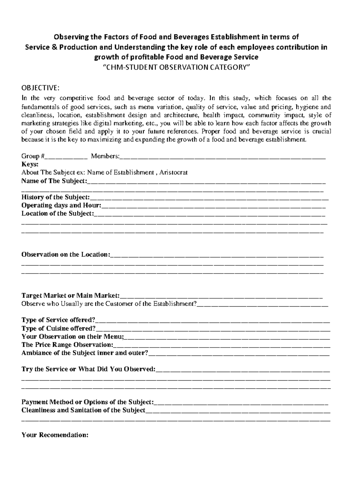 observing food kineme - Observing the Factors of Food and Beverages ...