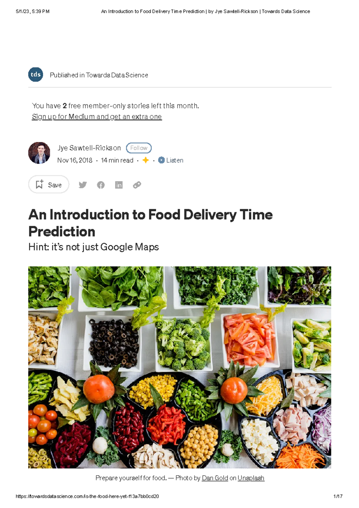 An Introduction to Food Delivery Time Prediction by Jye Sawtell-Rickson ...