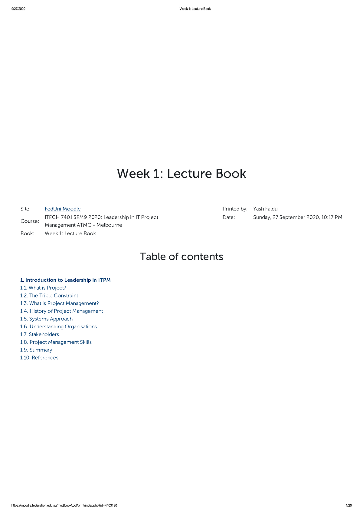 Week 1 Lecture Book - chapter 1 - Week 1: Lecture Book Site: FedUni ...