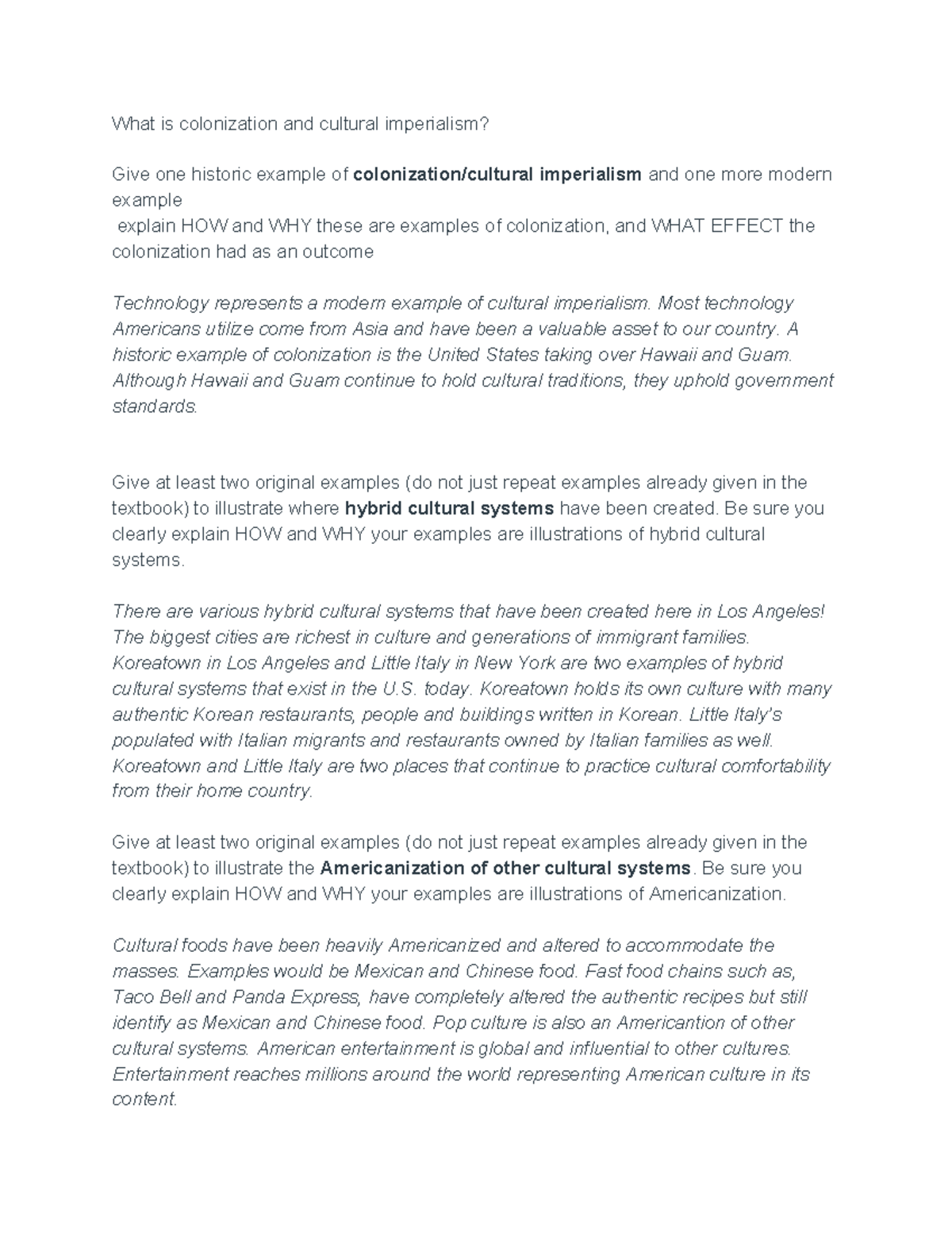 Cultural Imperialism Examples