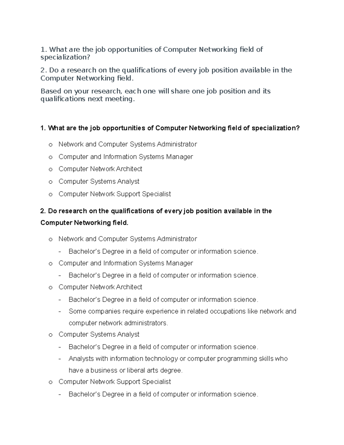 CPE 101 Networking - What are the job opportunities of Computer ...