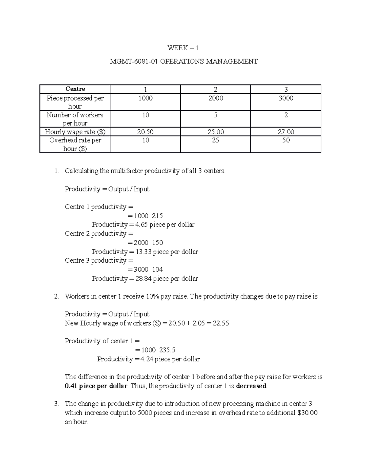 WEEK 1 operations management - WEEK – 1 MGMT-6081-01 OPERATIONS ...