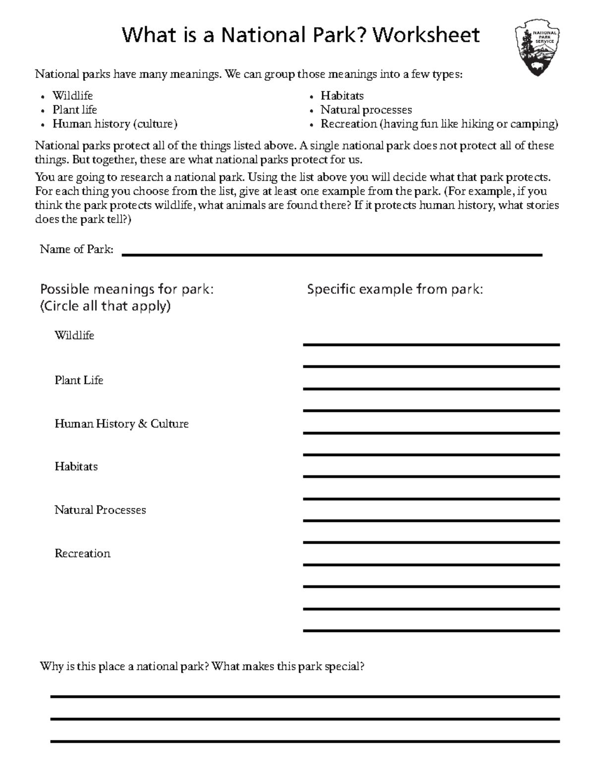 What is National Park Worksheet - What is a National Park? Worksheet ...