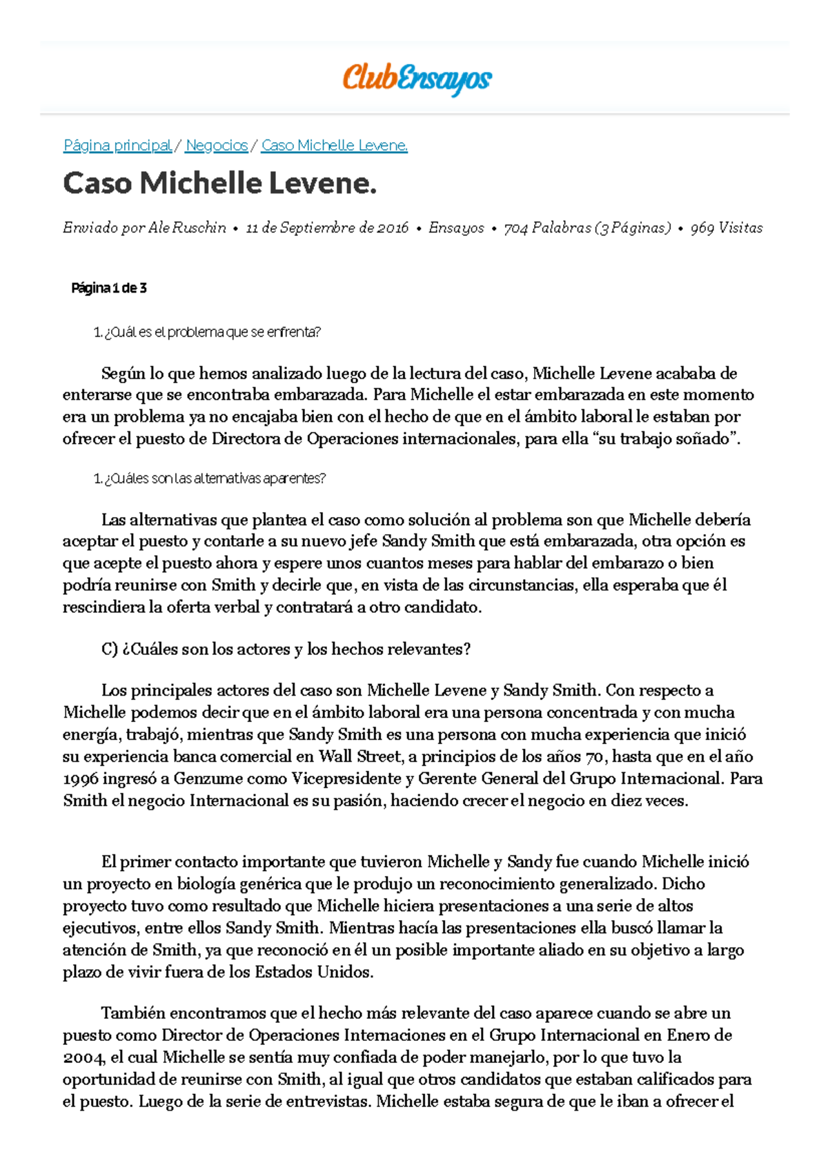 Caso Michelle Levene. - Ensayos - Ale Ruschin - Caso Michelle Levene ...