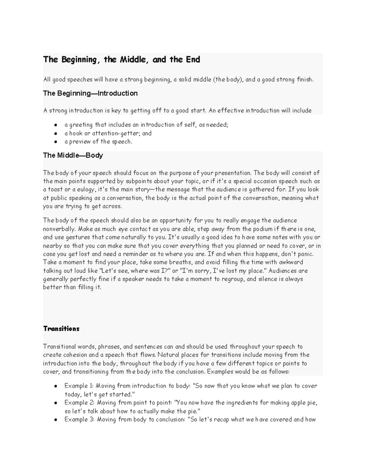 The Beginning, The Middle, and The End (Module 1 Lecture Notes) - The ...