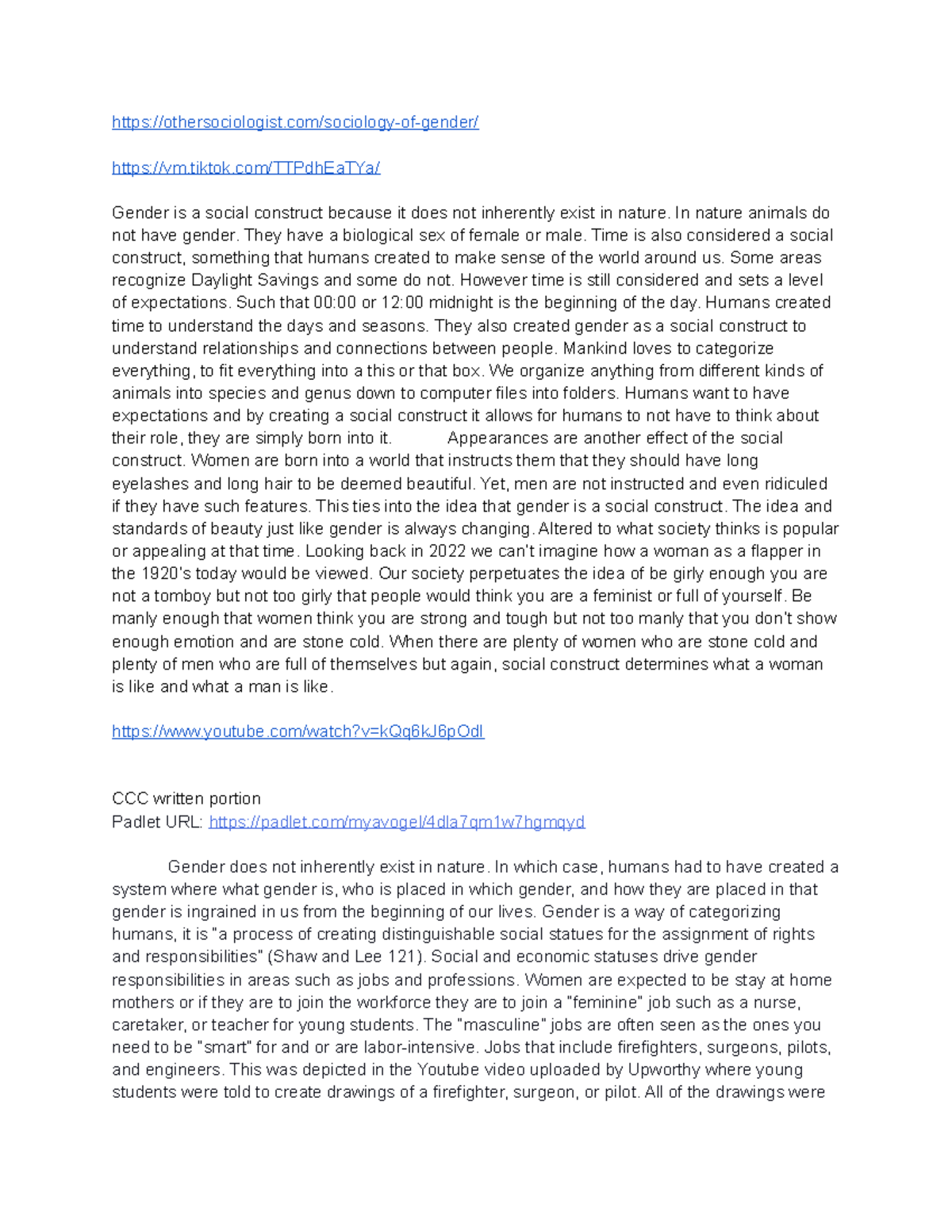 CCC assignment 1 - Fawcett WGS 110 - othersociologist/sociology-of ...