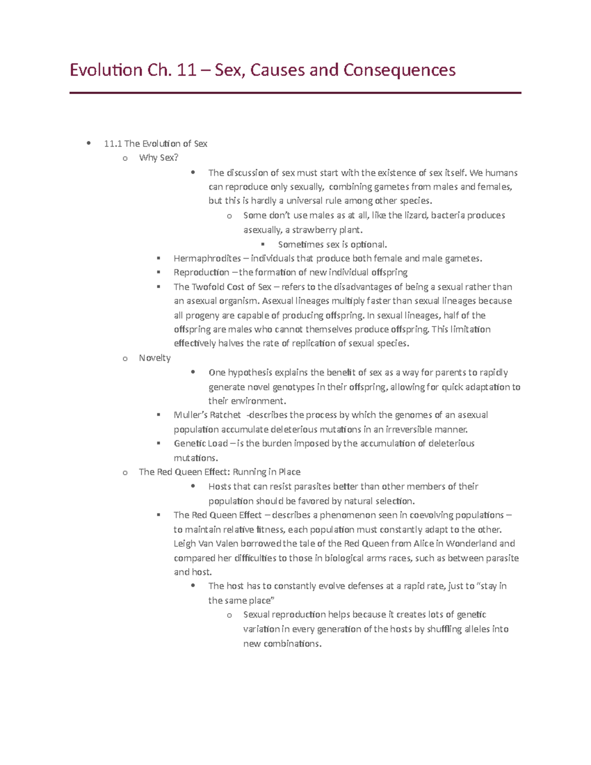 Evolution Ch11 11 Sex Causes And Consequences 11 The Evolution Of 3293