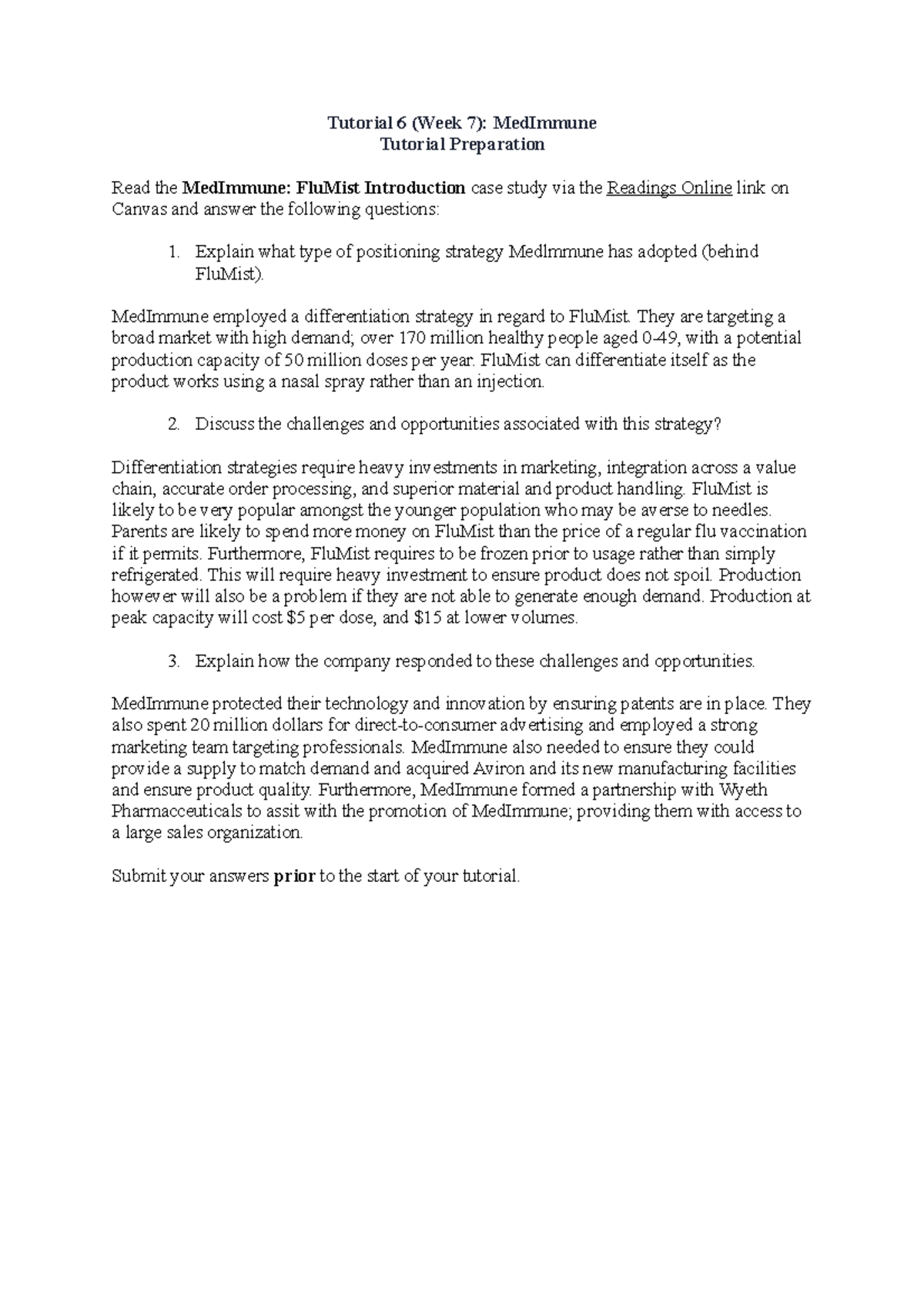 Tutorial Preparation - Tutorial 6 (Week 7)- Med Immune - Tutorial 6 ...