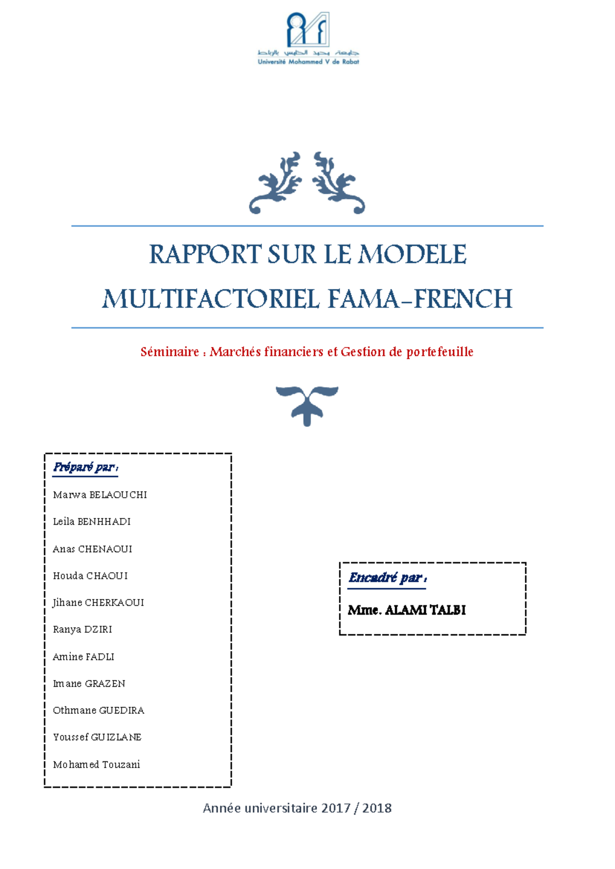 Rapport sur le mod Ã¨le multifactoriel Fama - RAPPORT SUR LE MODELE ...