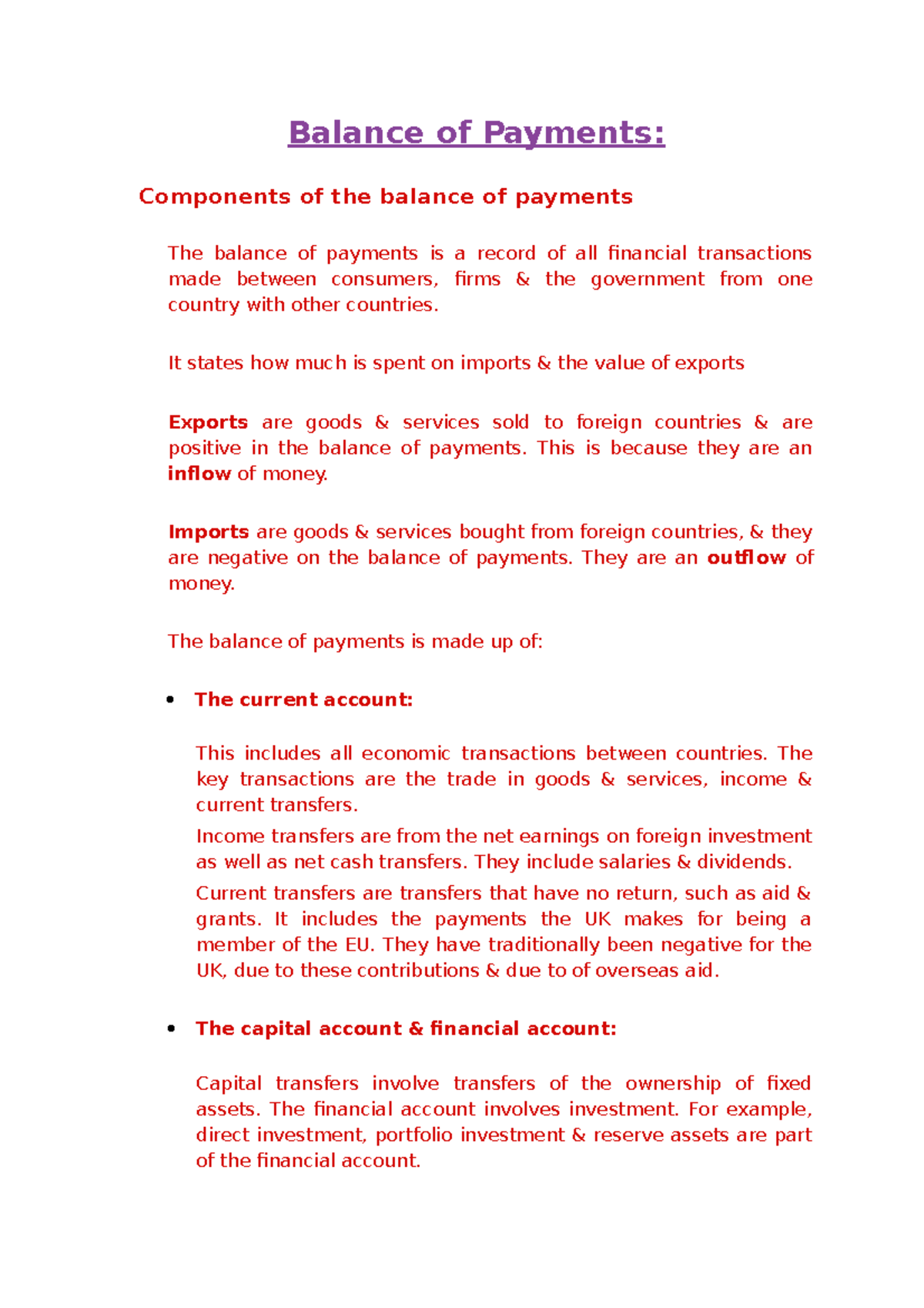 Balance of Payments - Balance of Payments: Components of the balance of ...