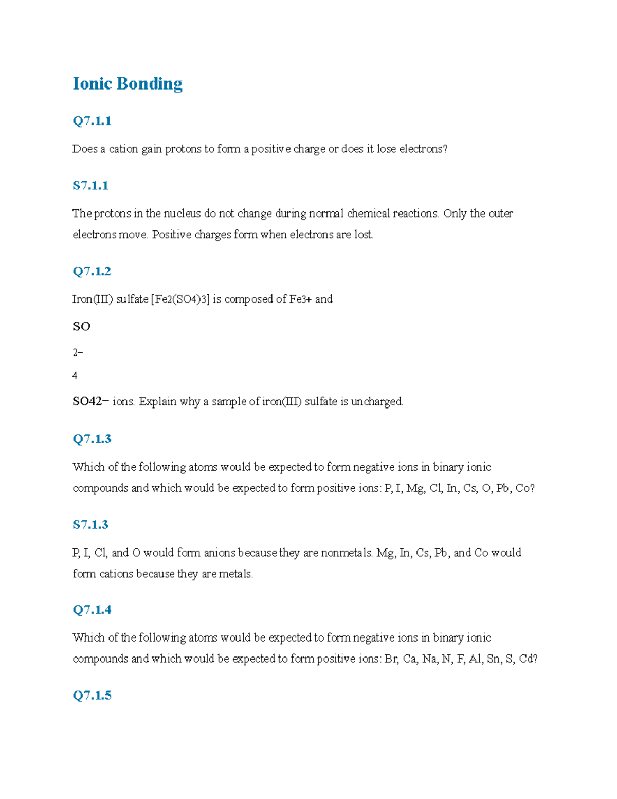 Chem 101 Lec 29 Practice on Lewis Structure - Ionic Bonding Q7. Does a ...