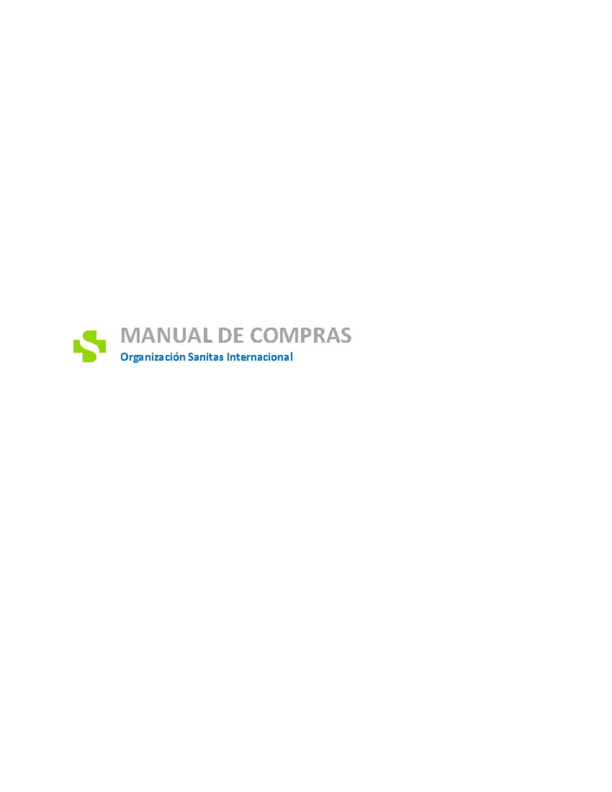 Manual de Compras - Organización Sanitas Internacional CONTENIDO ...