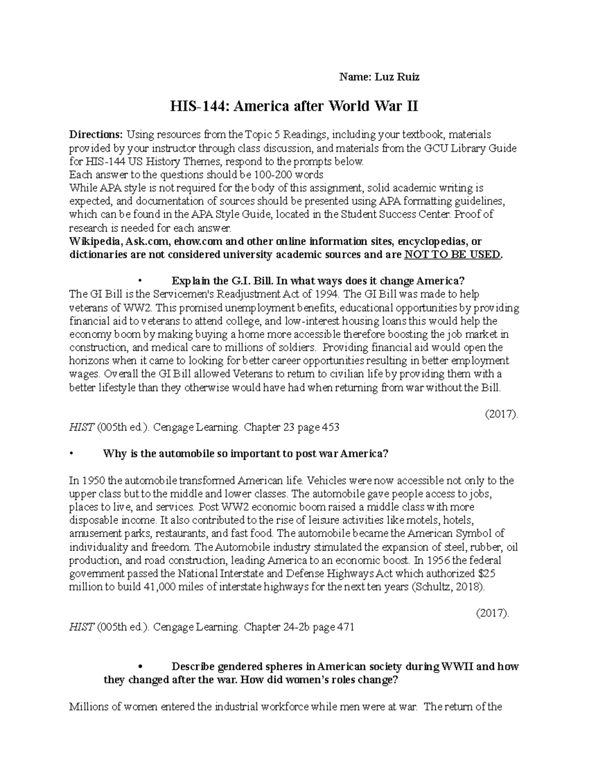 HIS-144-RS-America after WWII Worksheet - Name: Luz Ruiz HIS-144 ...