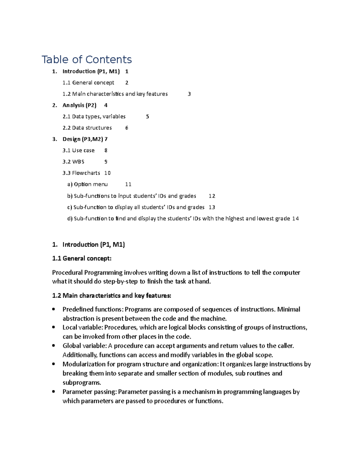 Assignment 1 - sdaads - Table of Contents Introduction (P1, M1) 1 1 ...