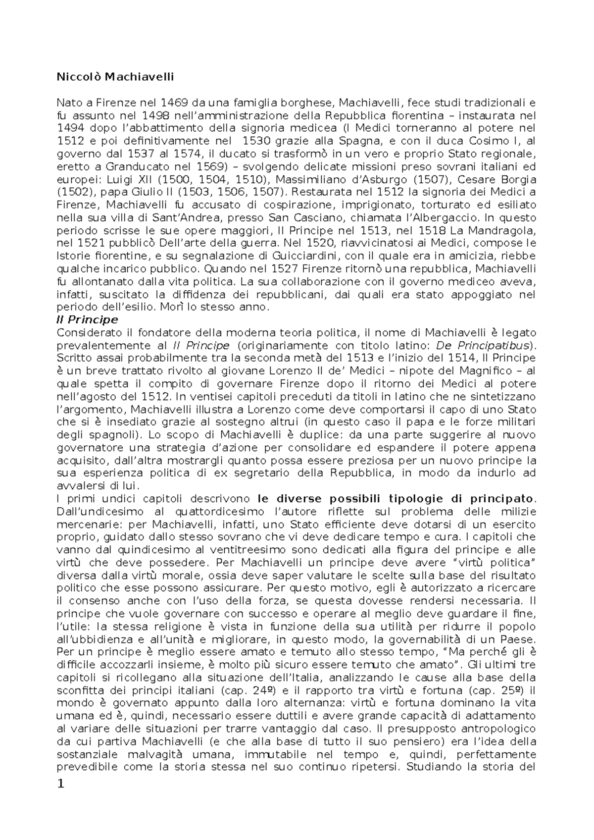 Machiavelli e Ariosto - Riassunto Metodi e tecniche dei test - Niccolò ...