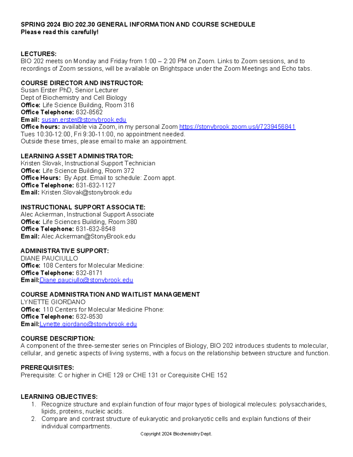 Spring 2020 BIO 202.30 Syllabus - SPRING 2024 BIO 202 GENERAL ...