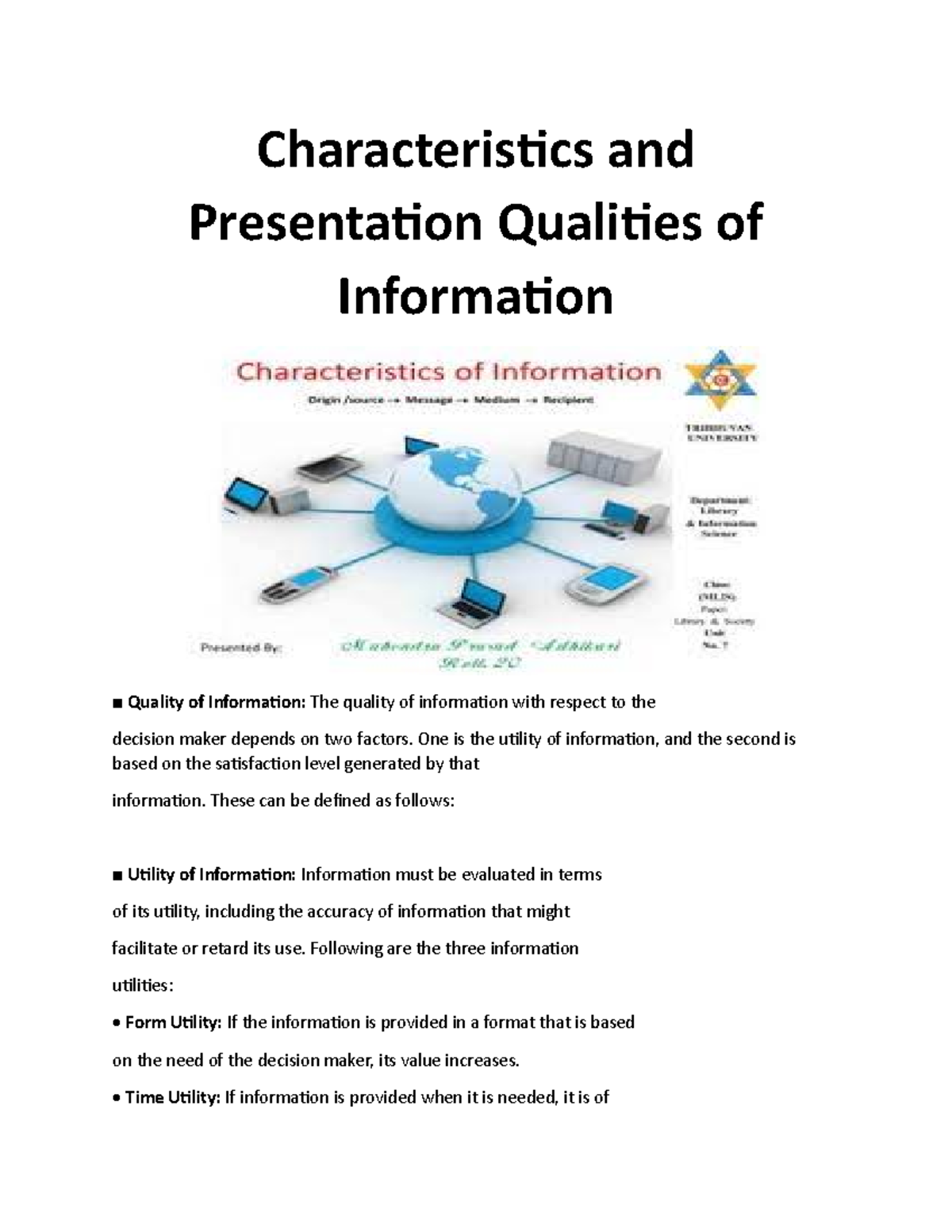 Characteristics and Presentation Qualities of Information ...