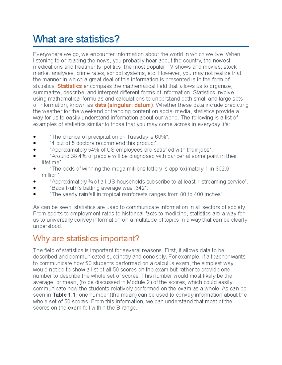 Module 12 - What are statistics? Everywhere we go, we encounter ...