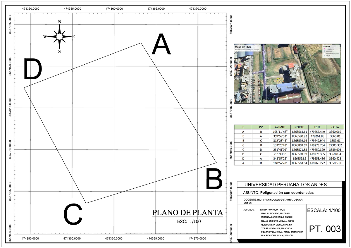Plano Final-PLOT - Examen - A B C D A B C D PLANO DE PLANTA ESC: 1/ UNIVERSIDAD PERUANA LOS ...