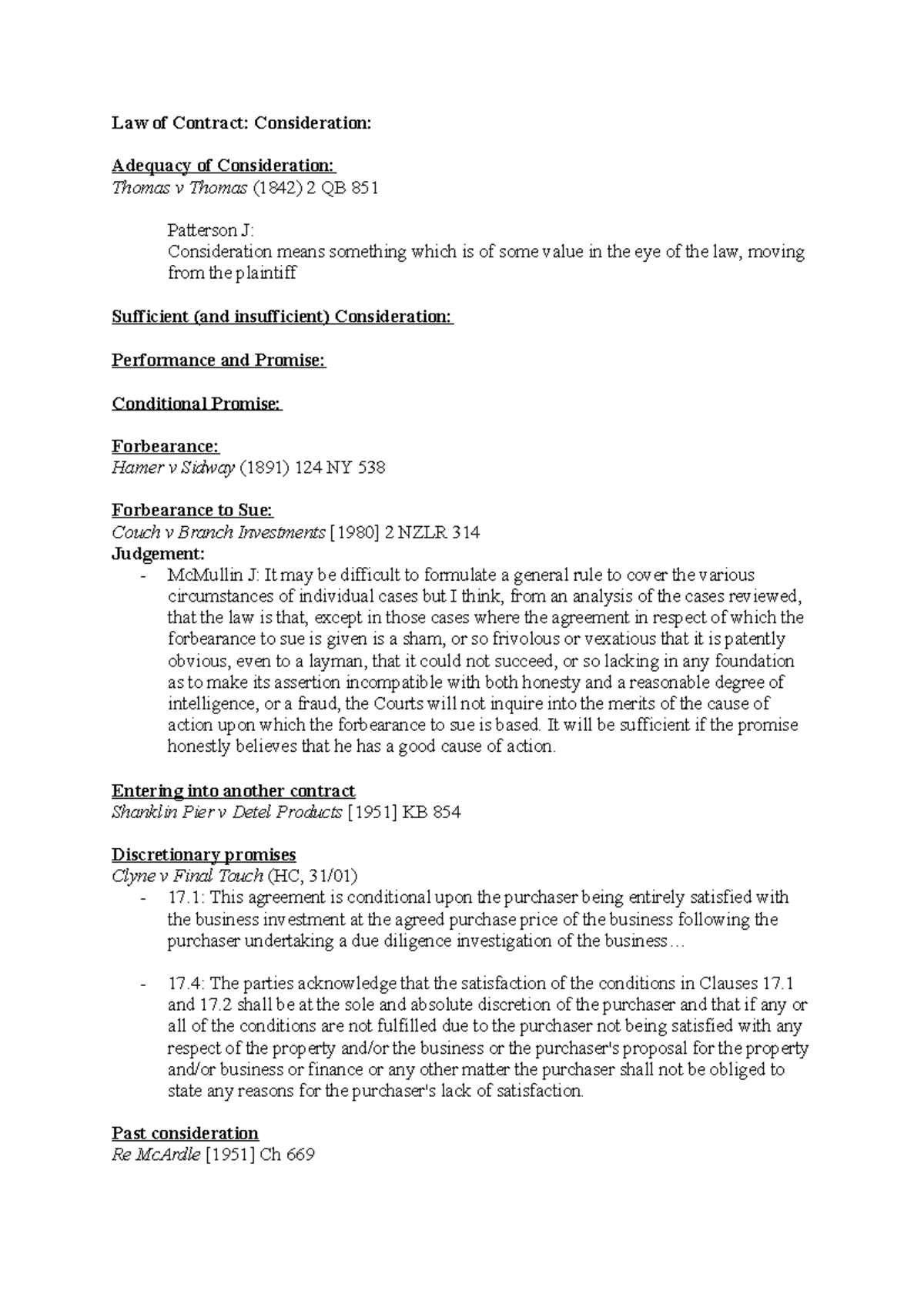 The Law of Contract - Consideration - Law of Contract: Consideration ...