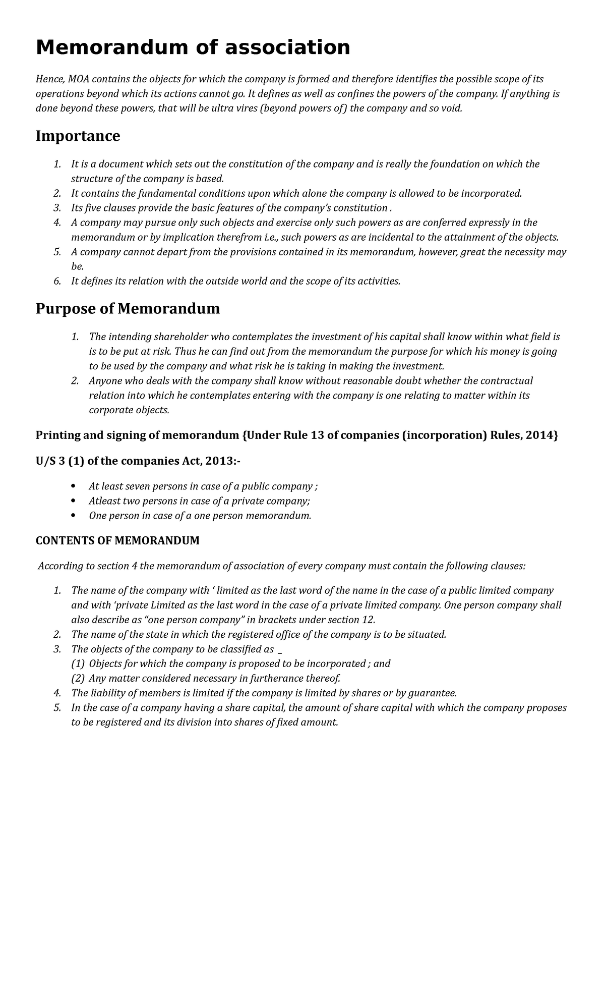 Memorandum of association - Memorandum of association Hence, MOA ...