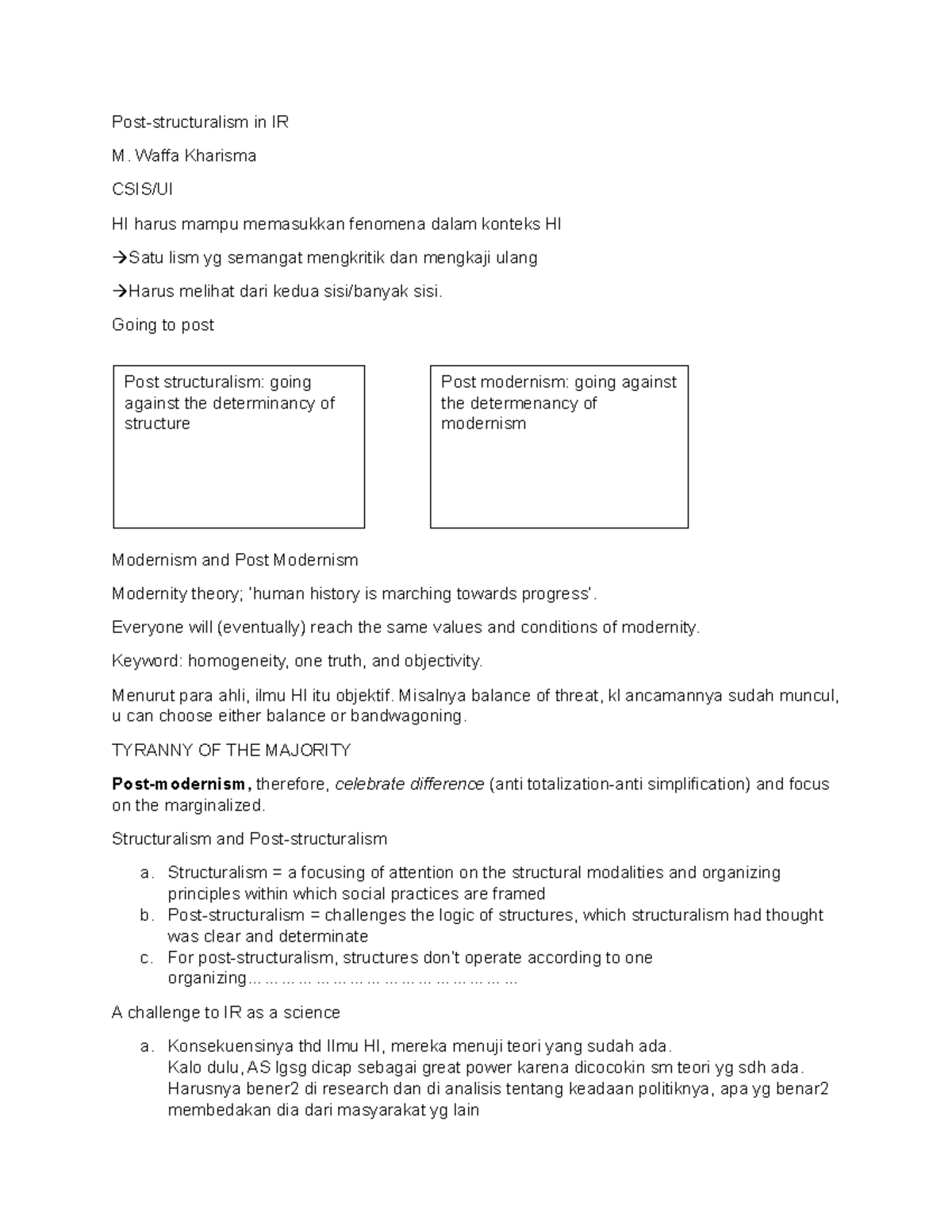 International Relation Theory - Post-structuralism in IR M. Waffa ...