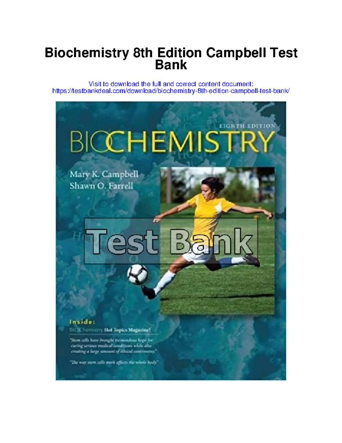 681747283 Biochemistry 8th Edition Campbell Test Bank - Biochemistry ...