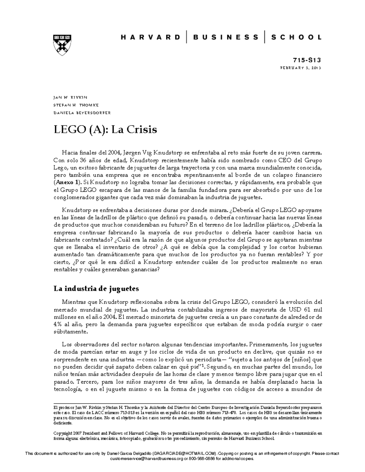 18. Caso Lego La Crisis - aser - 71 5 - S 1 3 F E B R U A R Y 5 , 2 0 1 ...