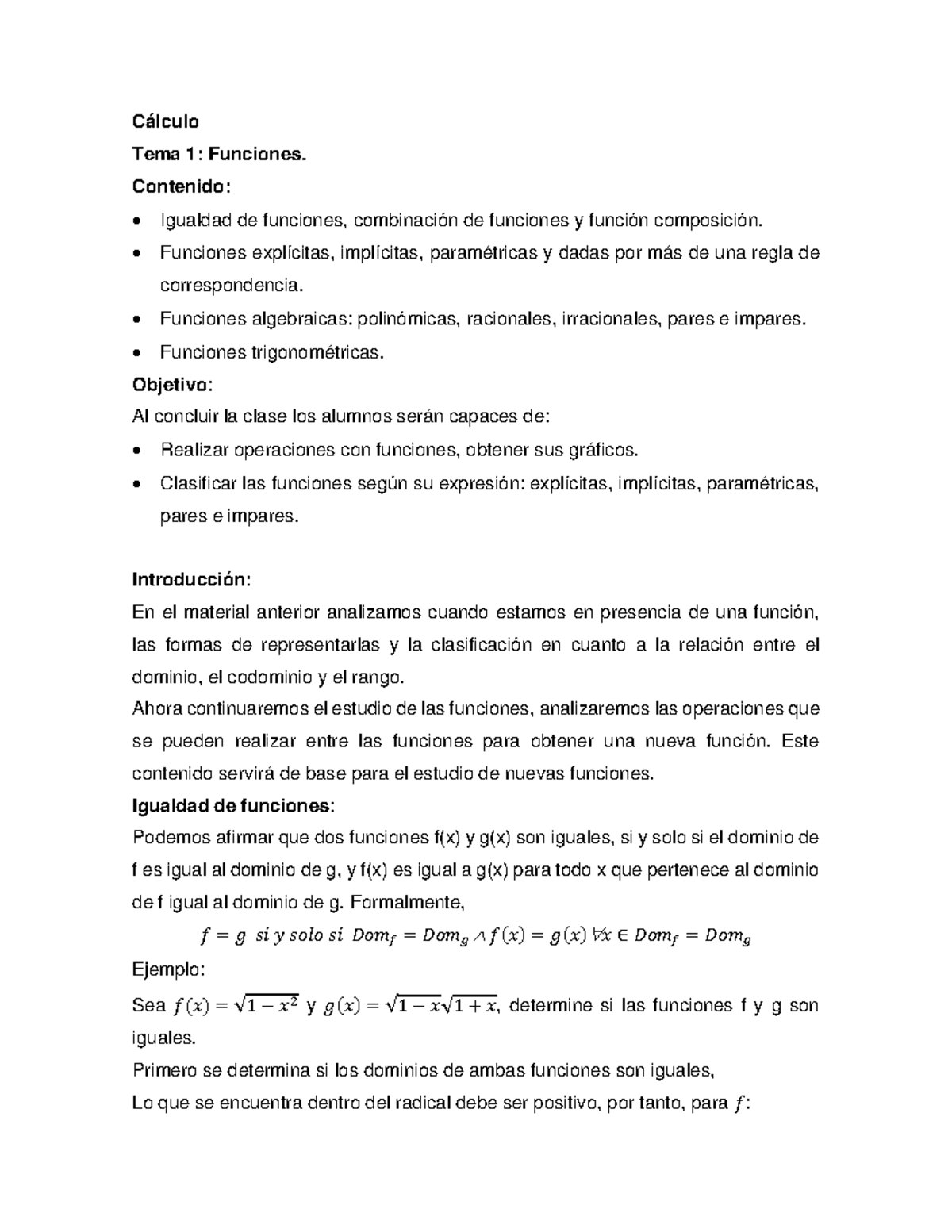 Tema 1.2 Funciones (continuación) - Warning: TT: undefined function: 32 Cálculo Tema 1 ...
