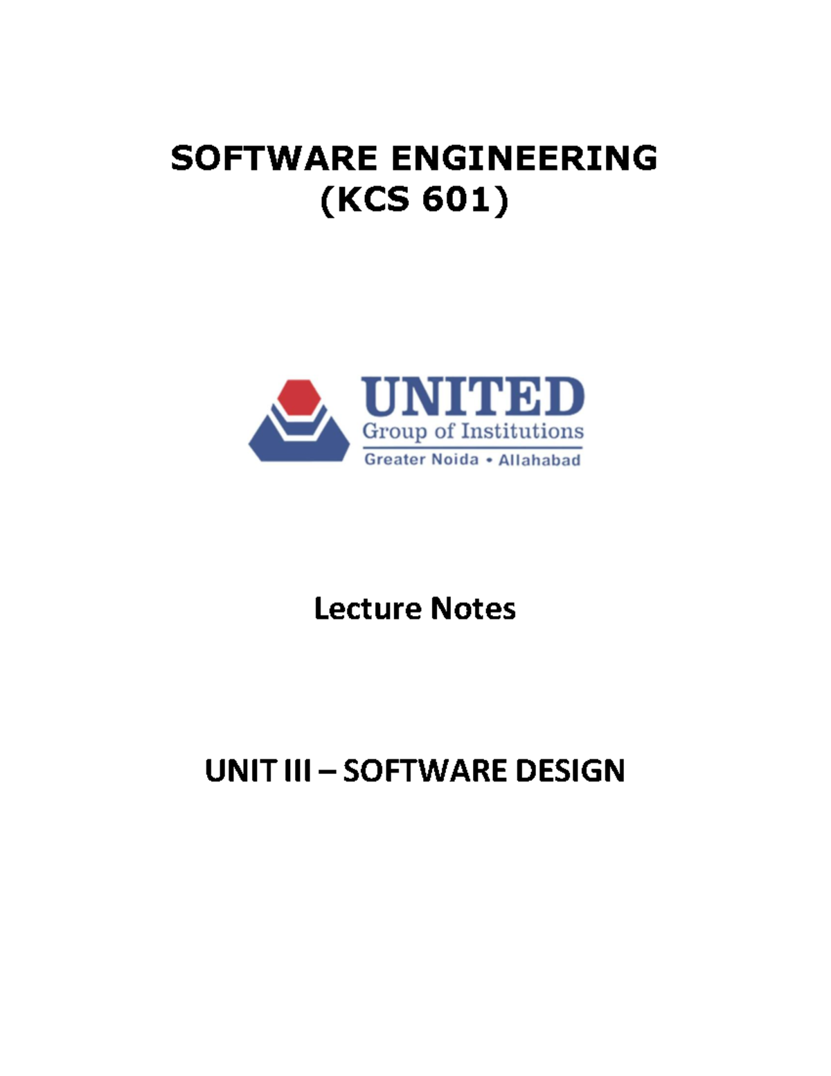 Software Engineering UNIT-3 1 - SOFTWARE ENGINEERING (KCS 601) Lecture ...